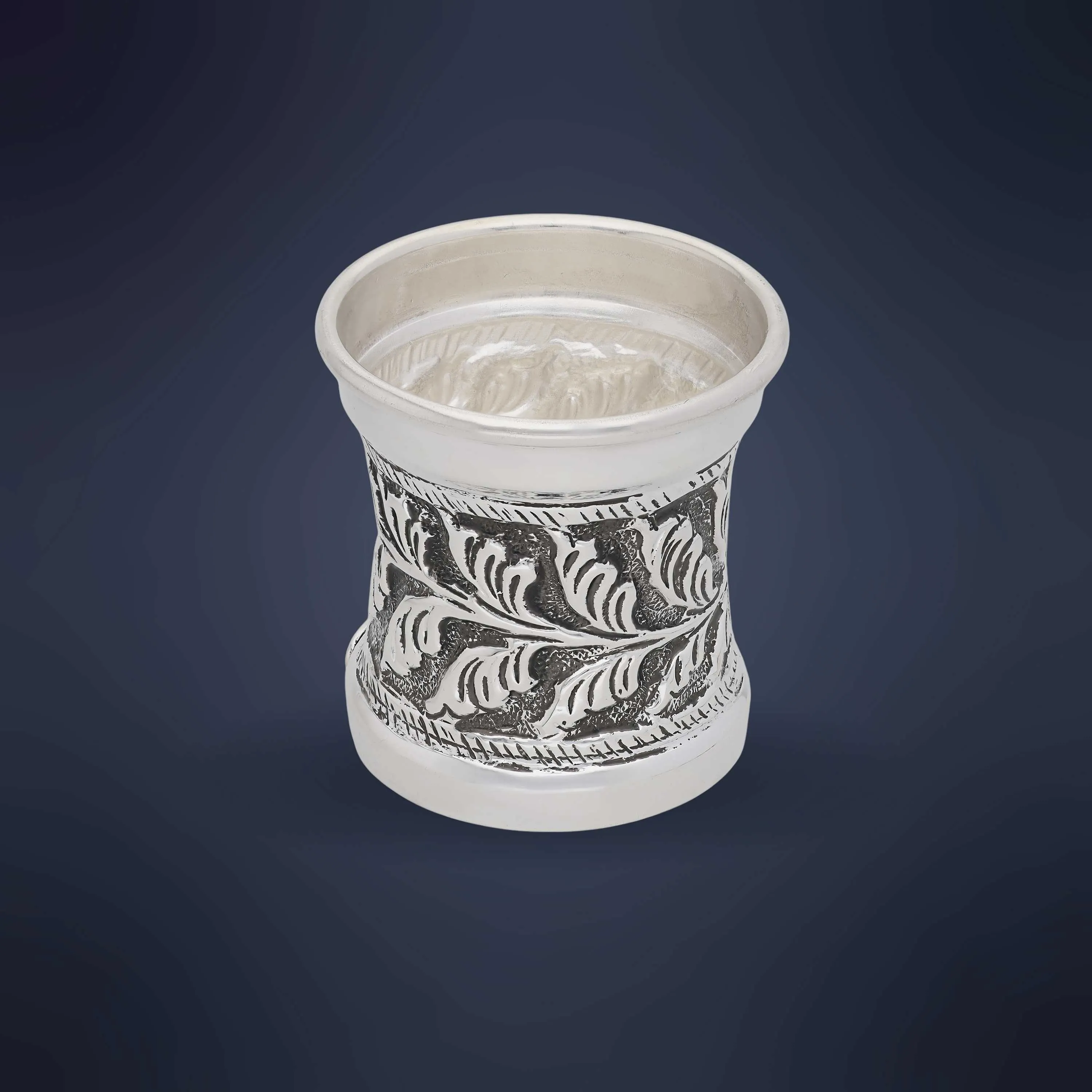 Classic Antique Finished And Detailed Silver Panchapatra