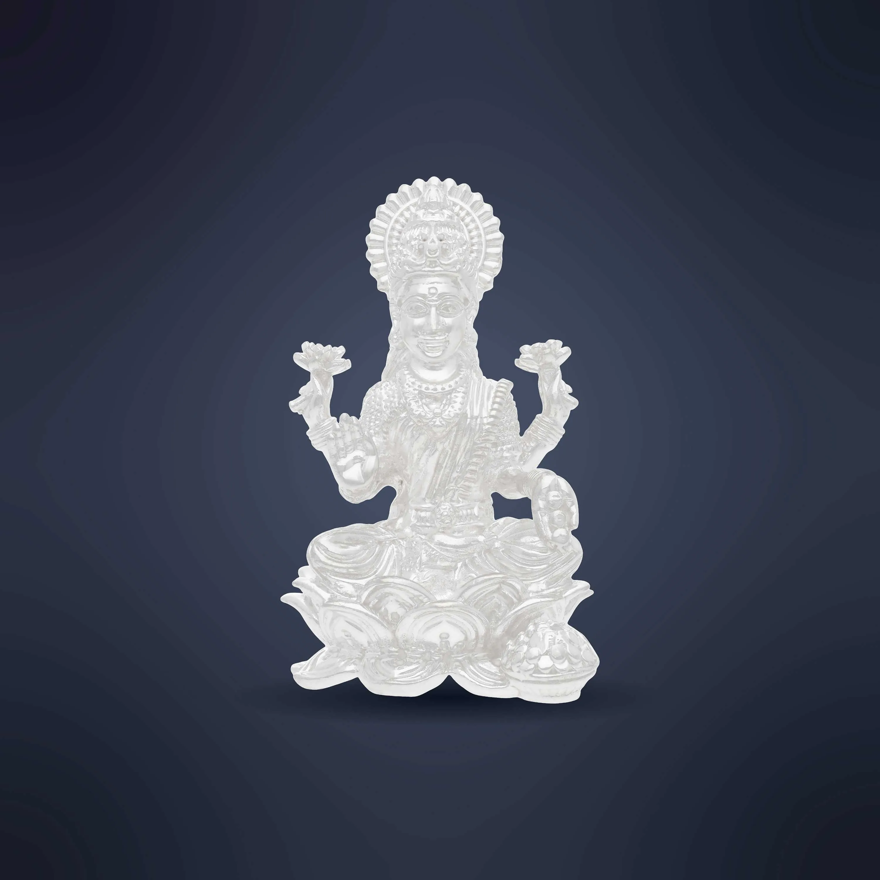 Specially Crafted And Detailed Silver Lakshmi Devi Idol