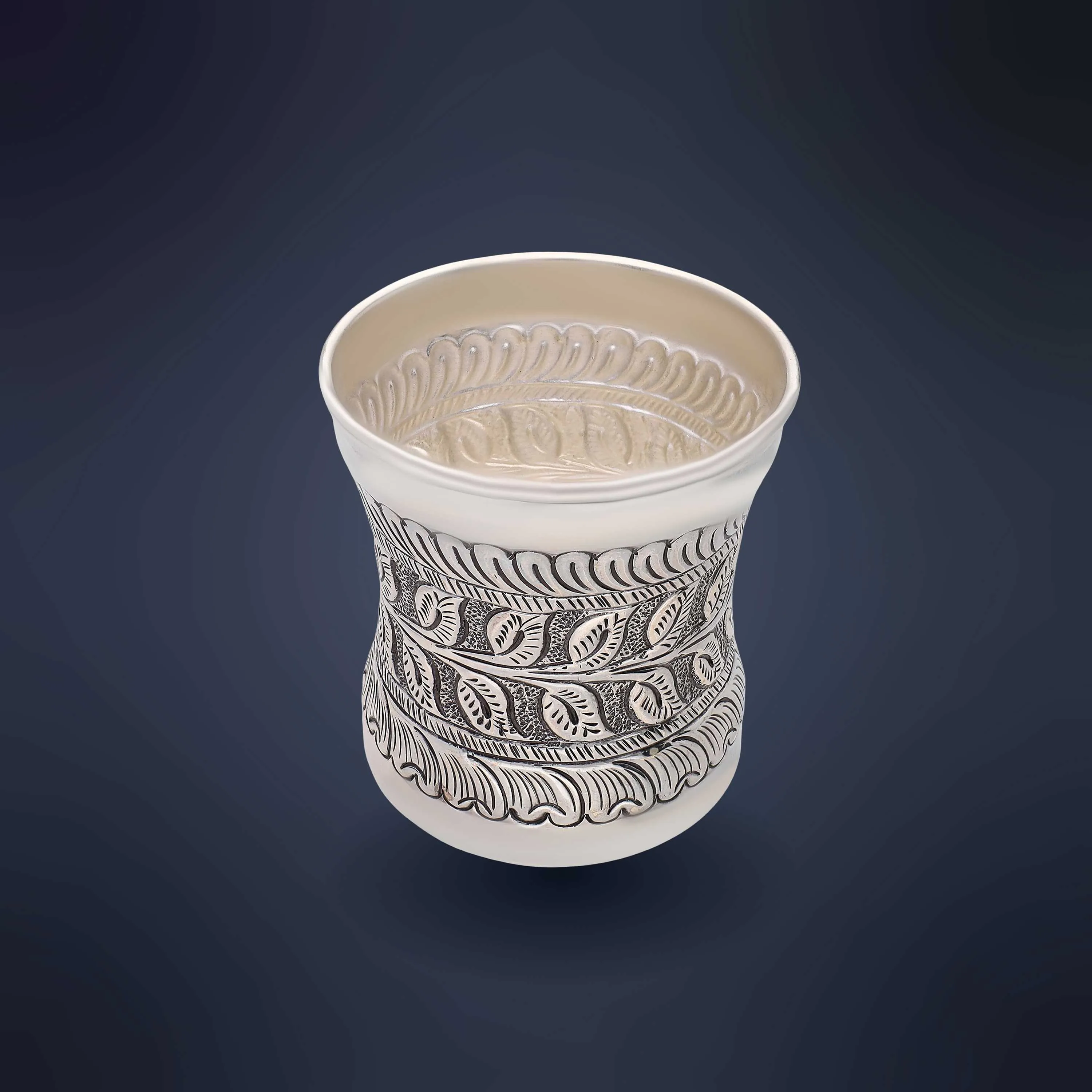 Antique Finished And Detailed Silver Pancha Patra