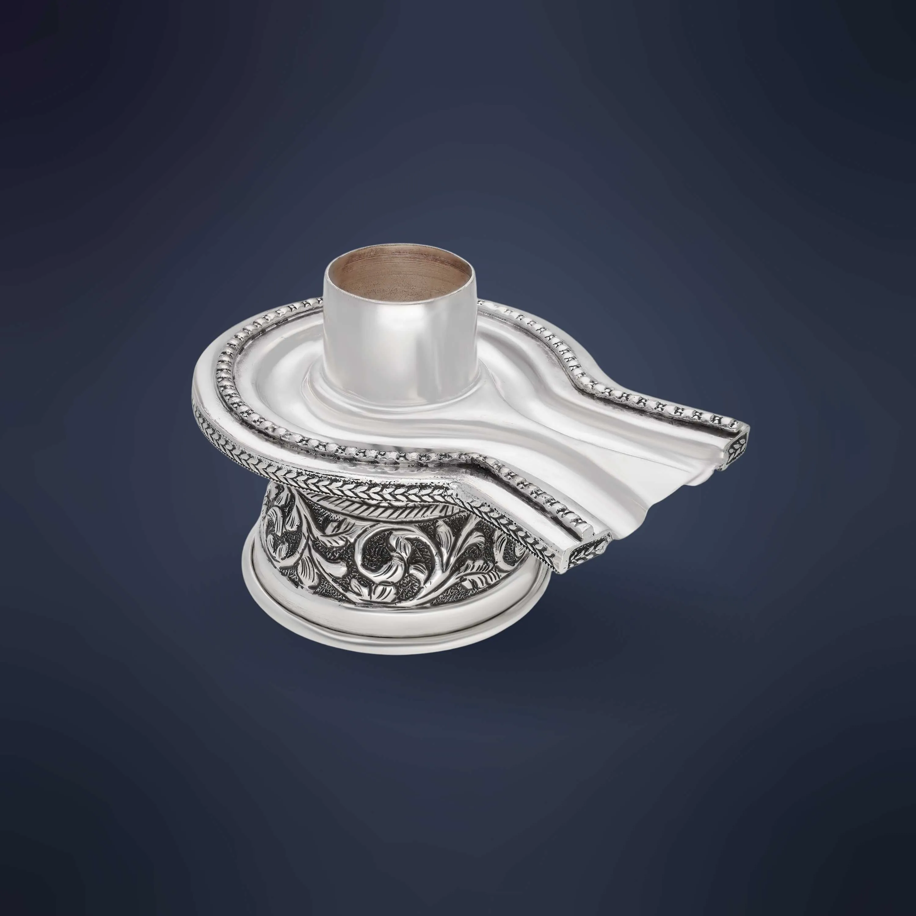 Divinely Detailed And Antique Finished Silver Shiva Lingam Idol