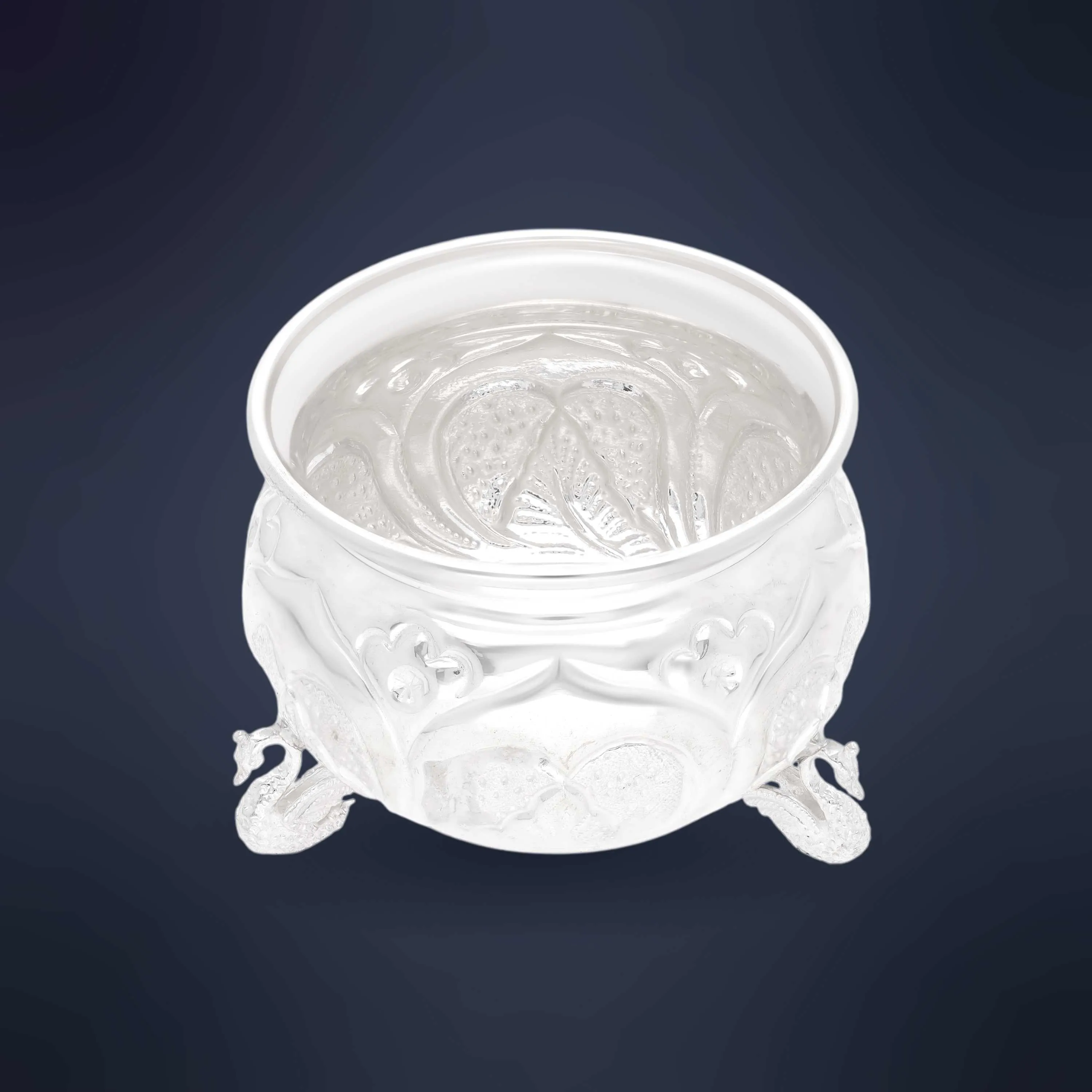 Matte Finished And Detailed Silver Bowl