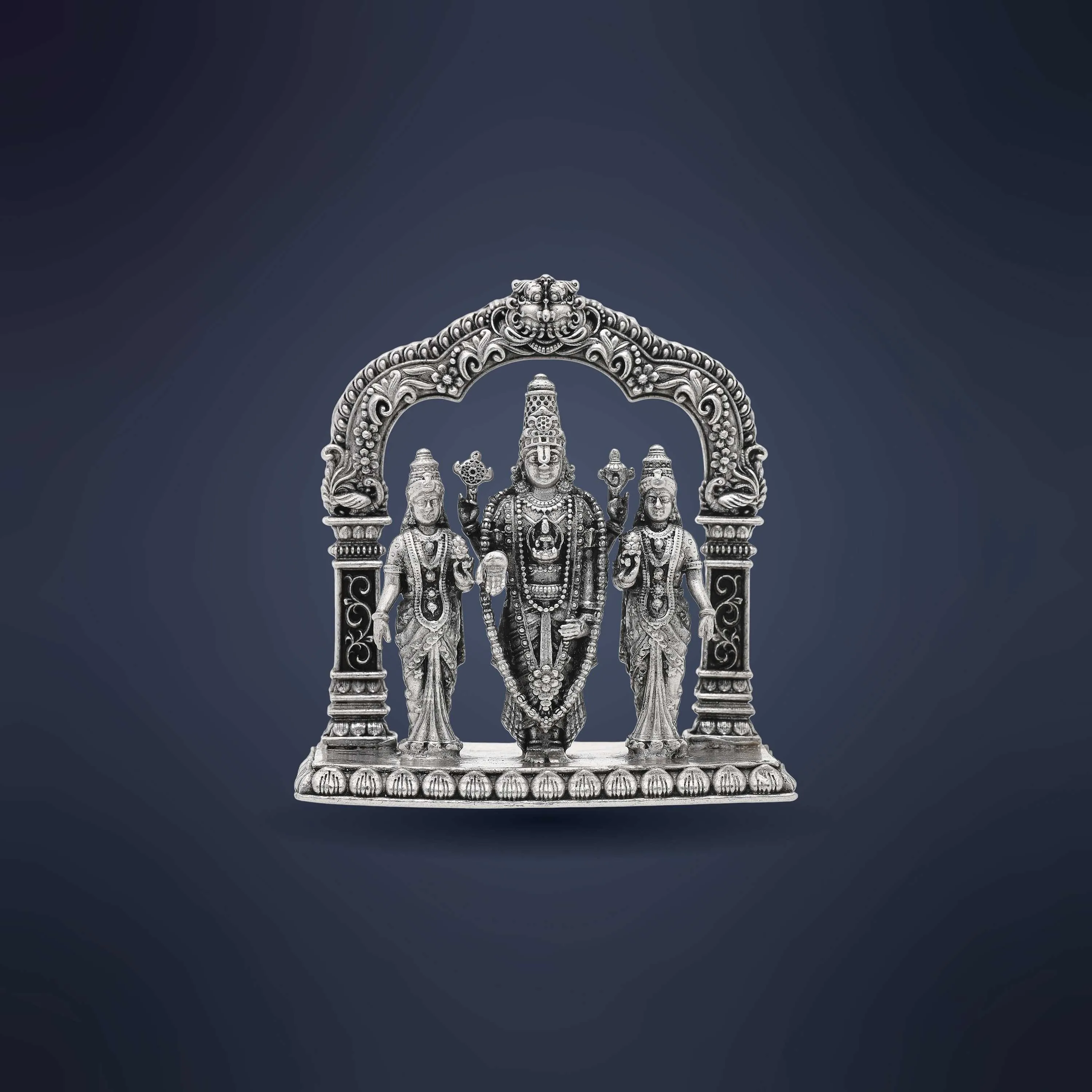 Divinely Detailed And Antique Finished Silver Balaji Idol