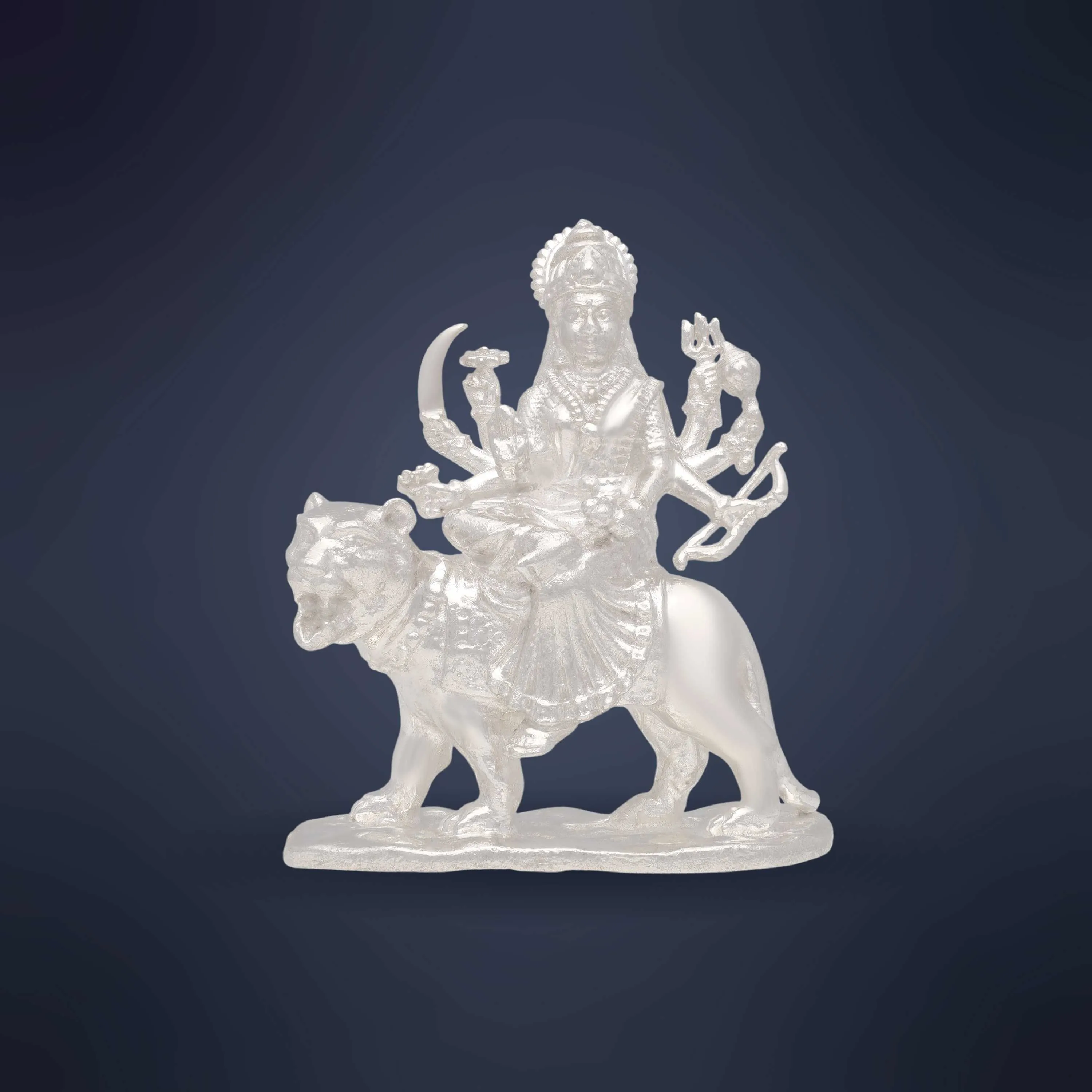 Specially Crafted And Detailed Silver Durga Devi Idol