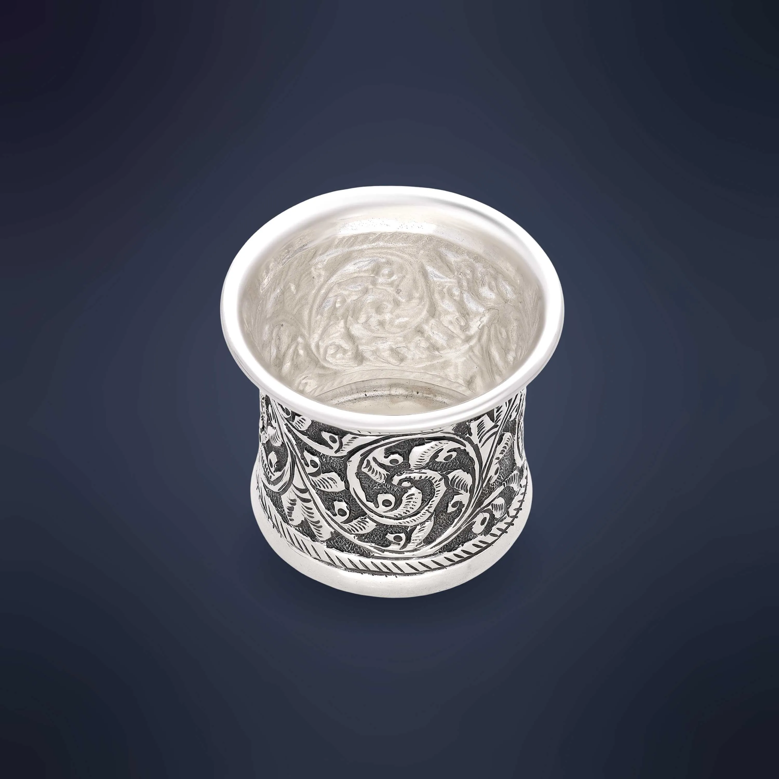 Antique Finished And Detailed Silver Pancha Patra