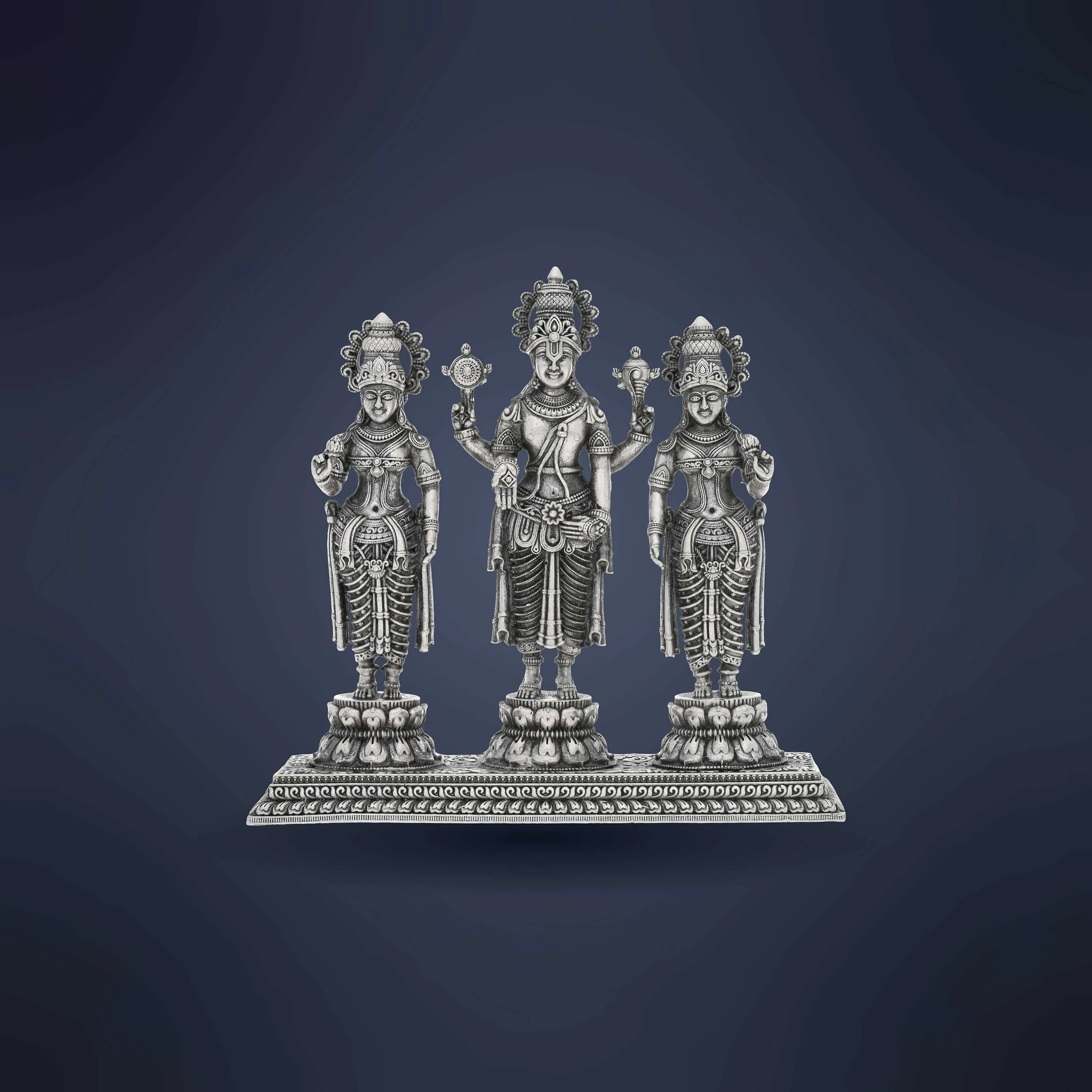 Divinely Detailed And Antique Finished Silver Balaji Idol