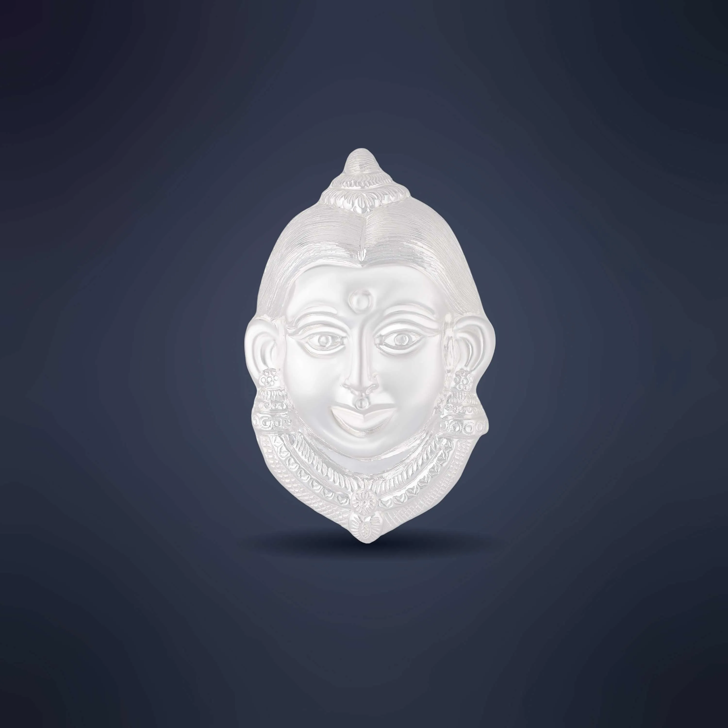 Traditionally Crafted And Detailed Silver Gowri Face