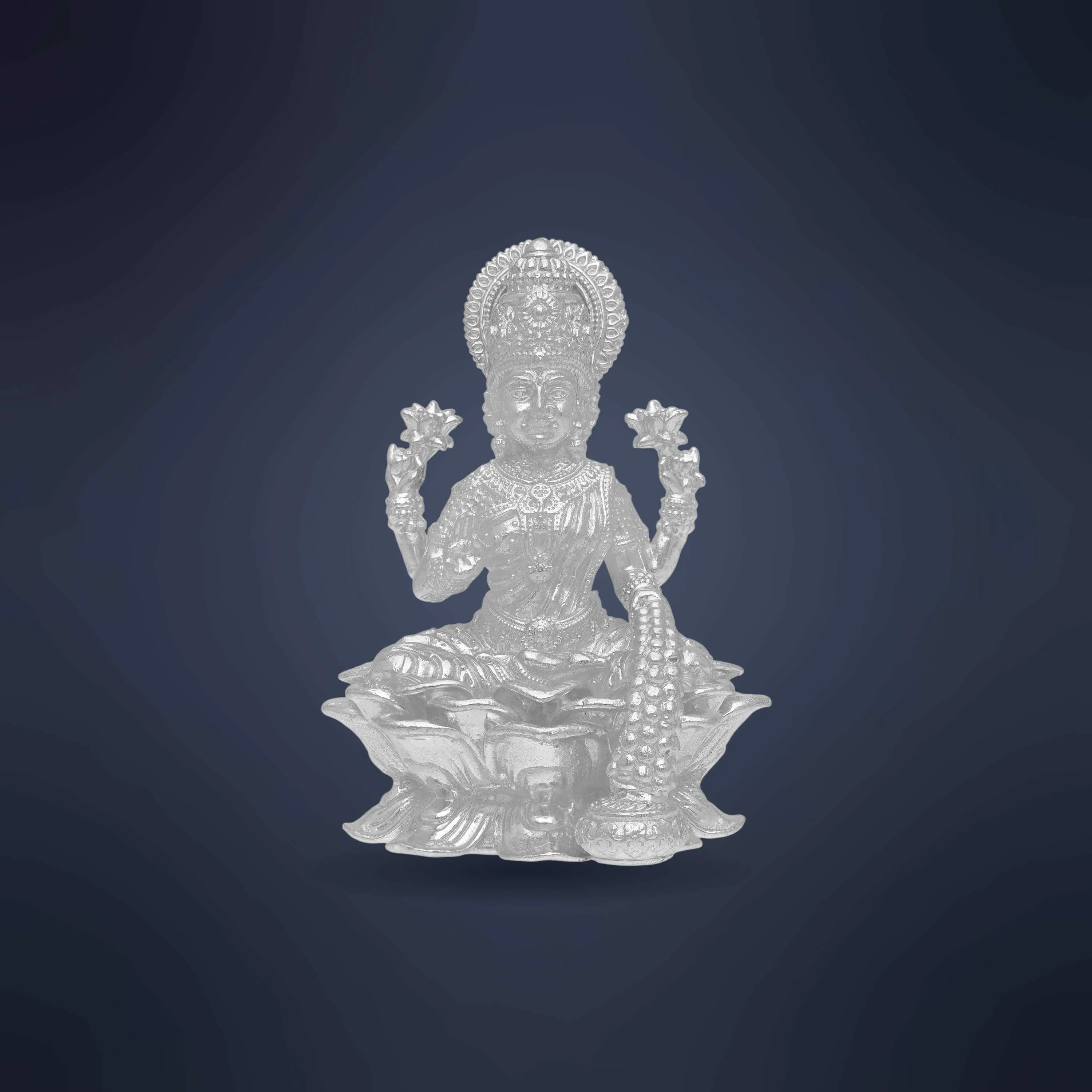 Specially Crafted And Detailed Silver Lakshmi Devi Idol