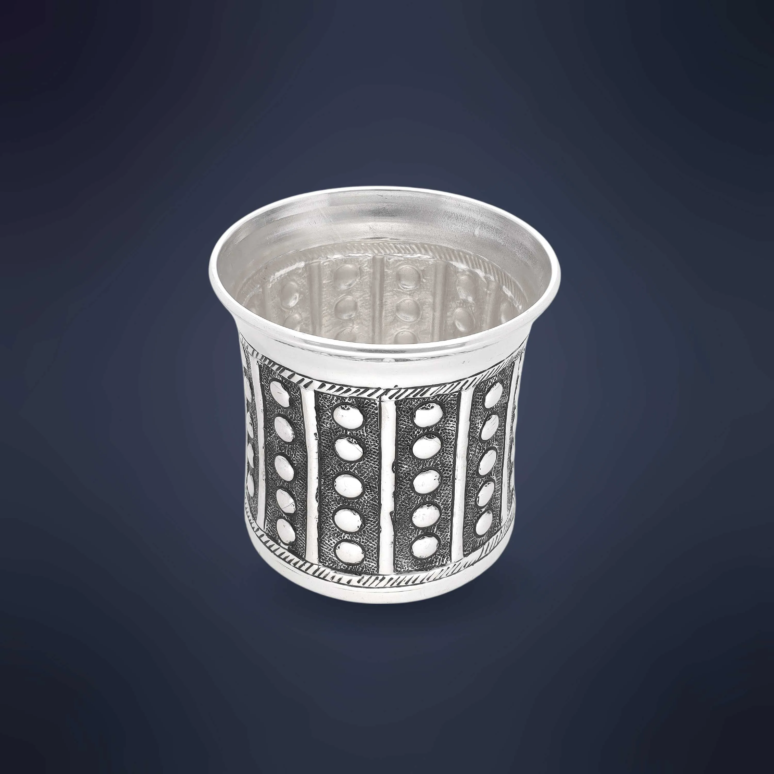 Classic Antique Finished And Detailed Silver Panchapatra