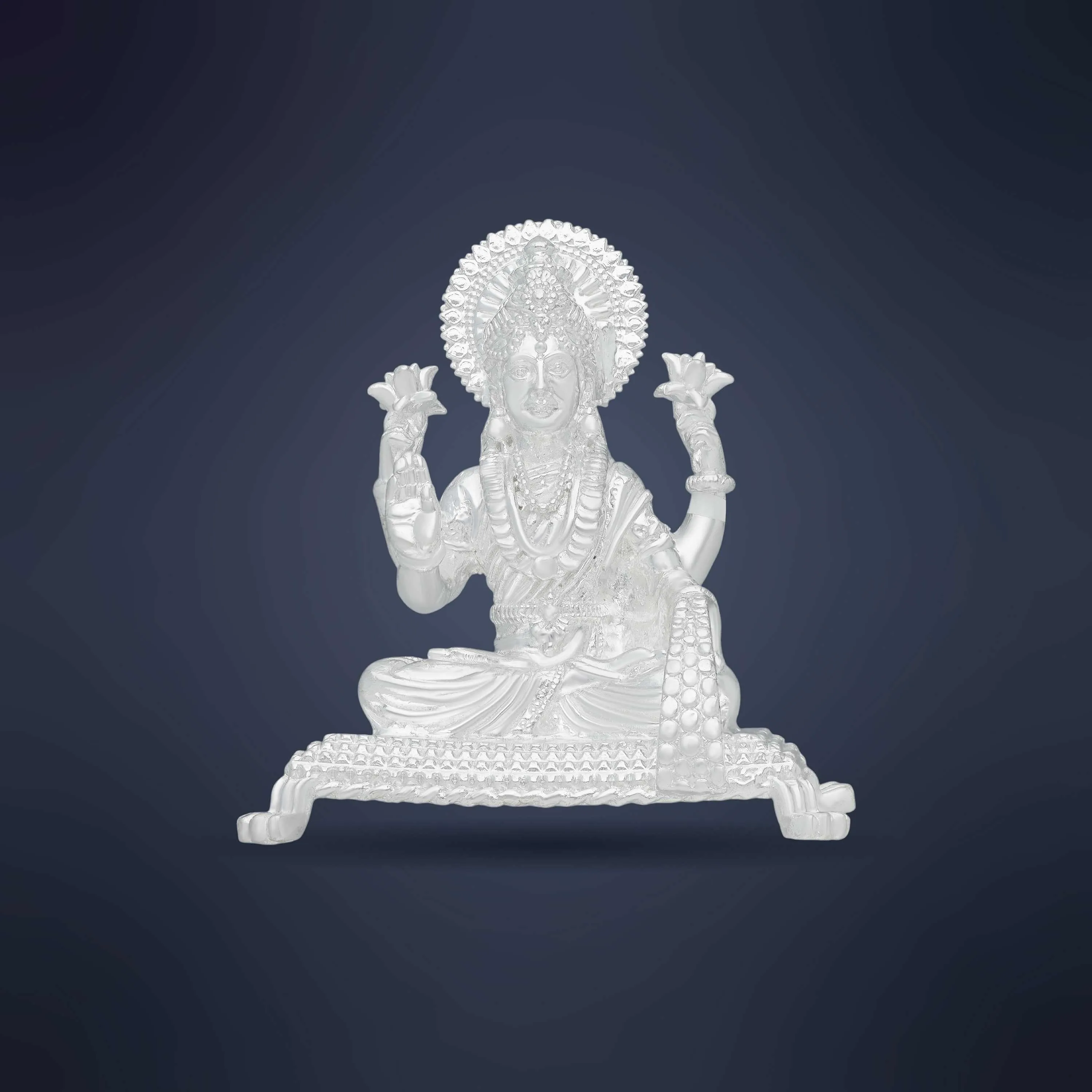 Specially Crafted And Detailed Silver Lakshmi Devi Idol