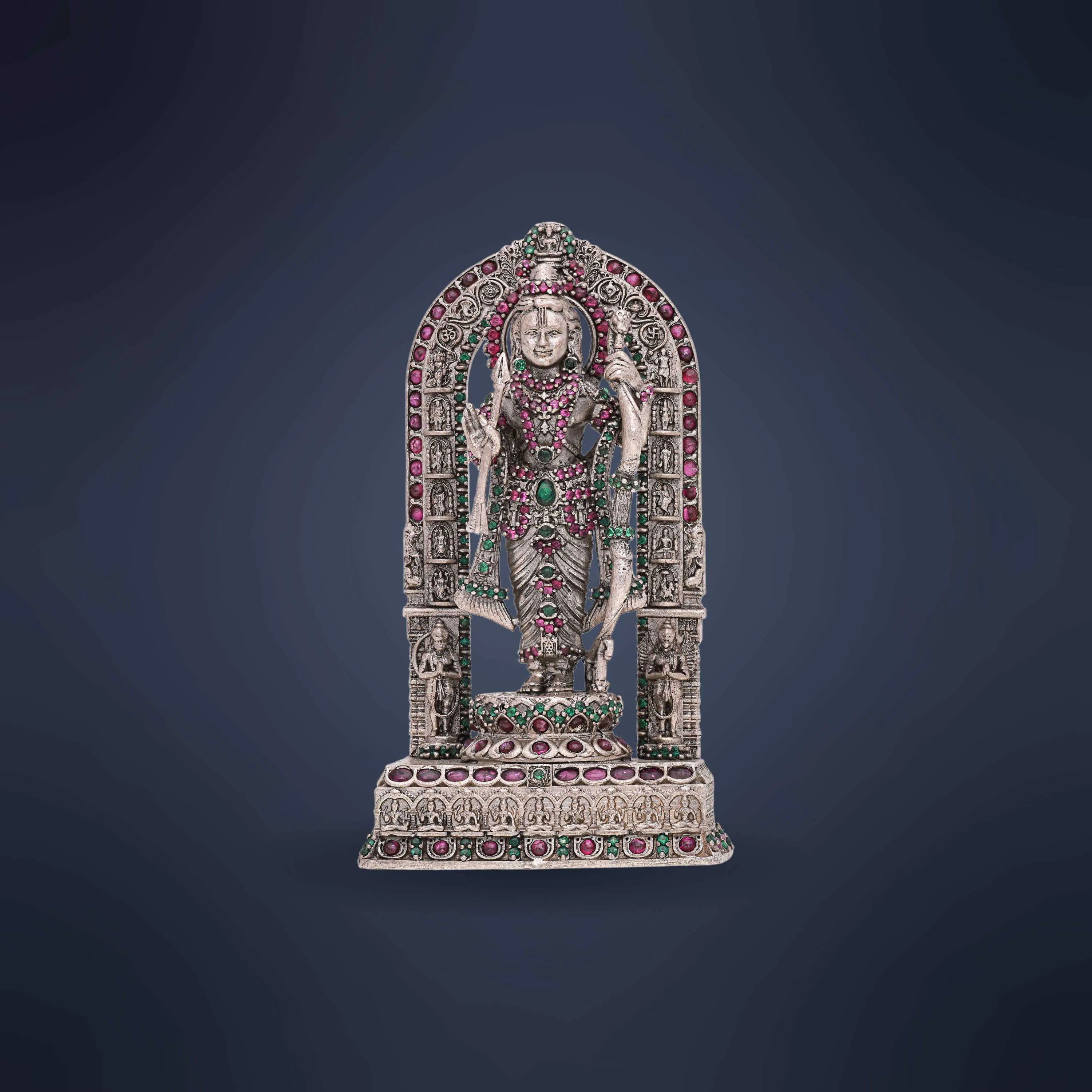 Antique Finished And Detailed Silver Ram Lalla Idol