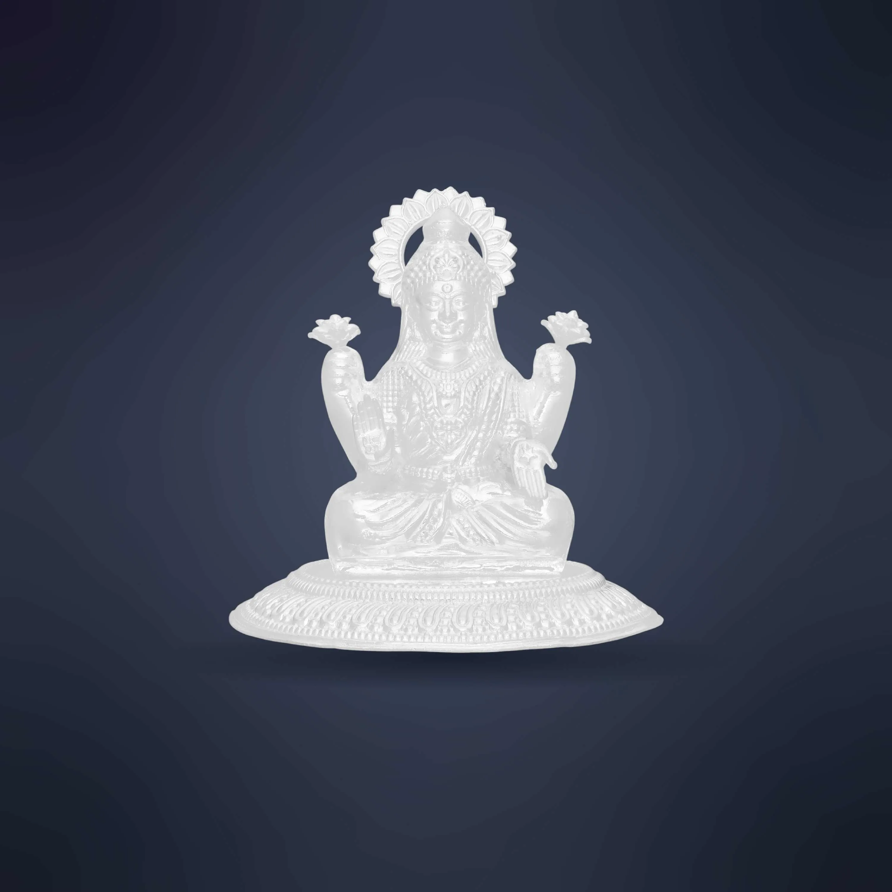 Specially Crafted And Detailed Silver Lakshmi Devi Idol