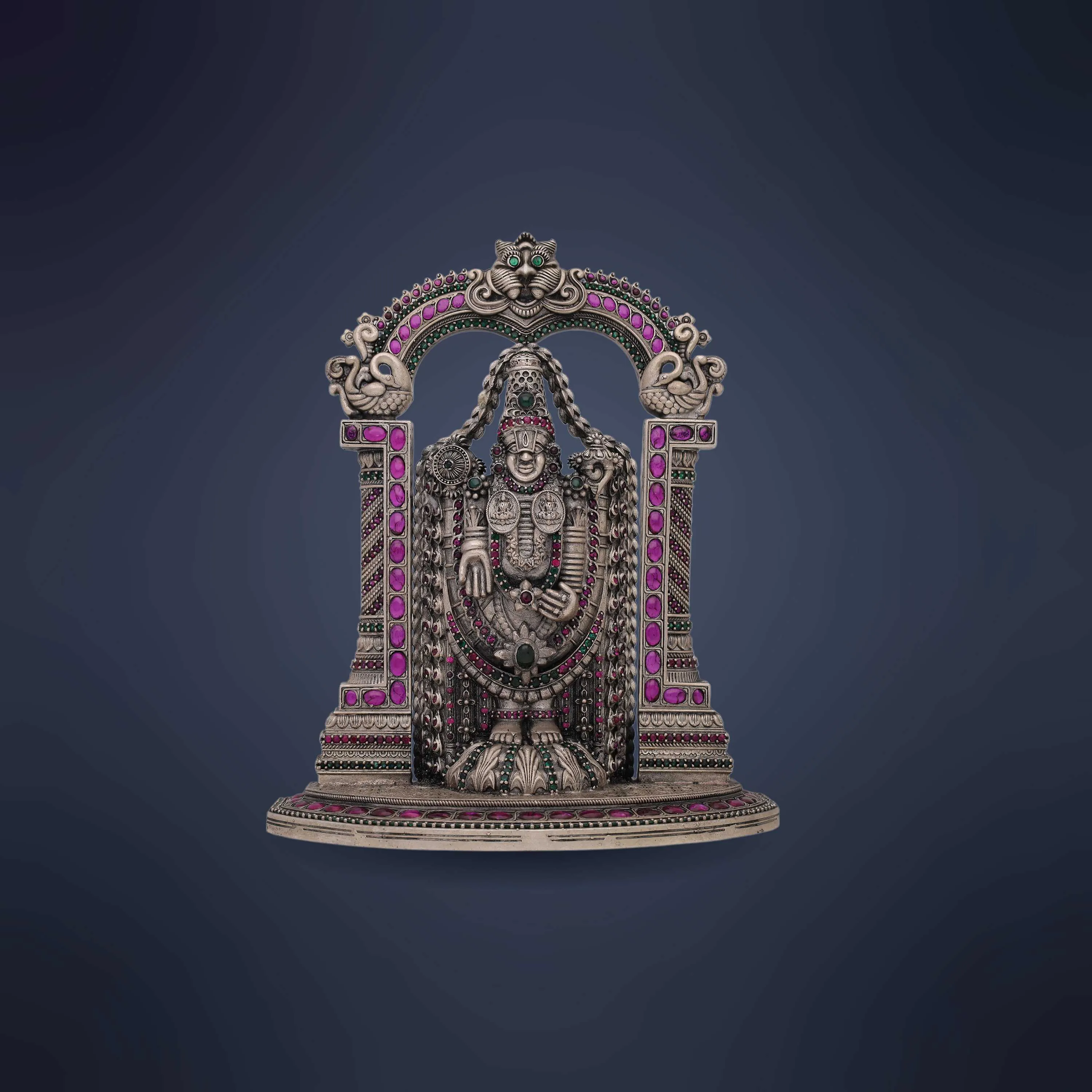 Divinely Detailed And Antique Finished Silver Balaji Idol