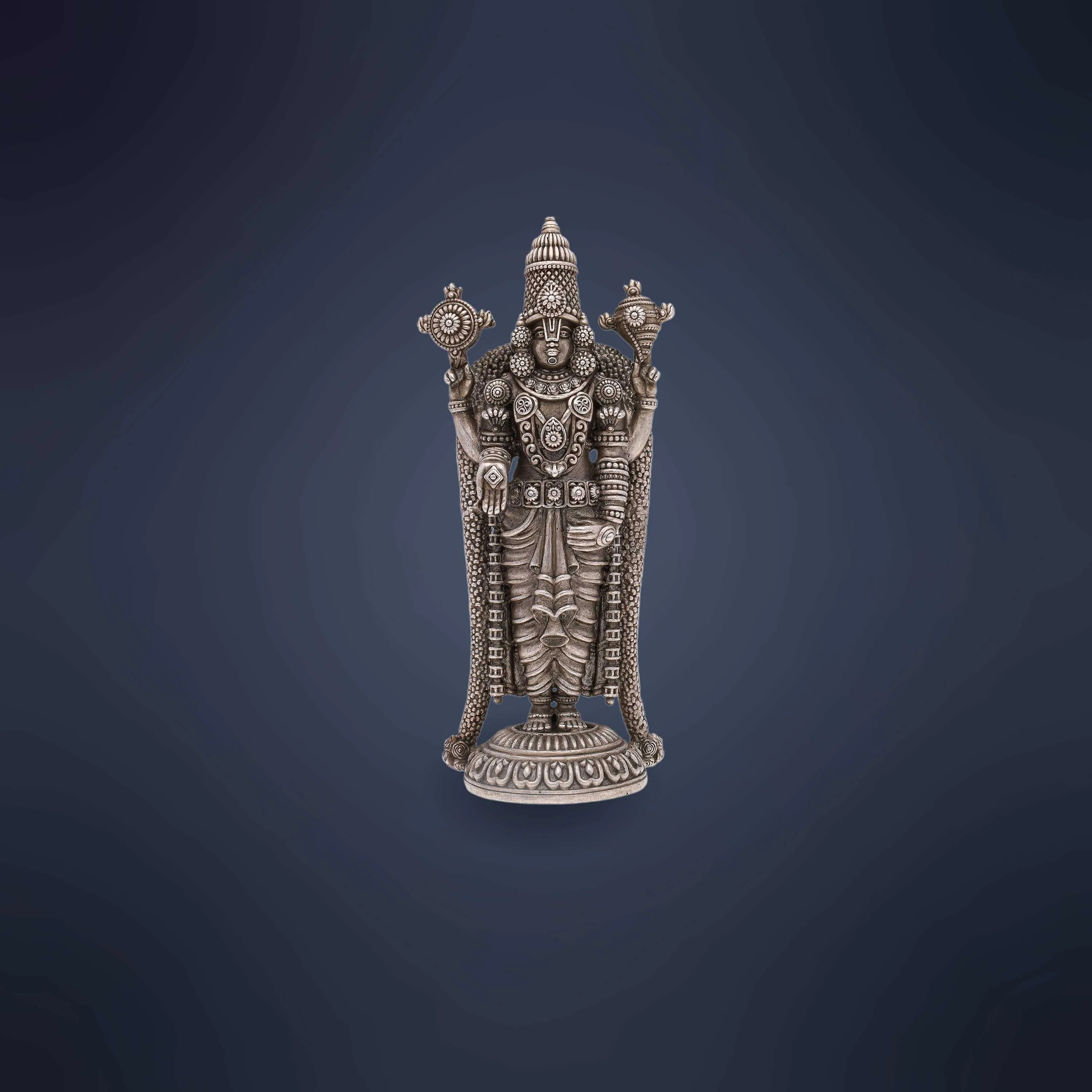 Antique Finished And Detailed Silver Balaji Idol