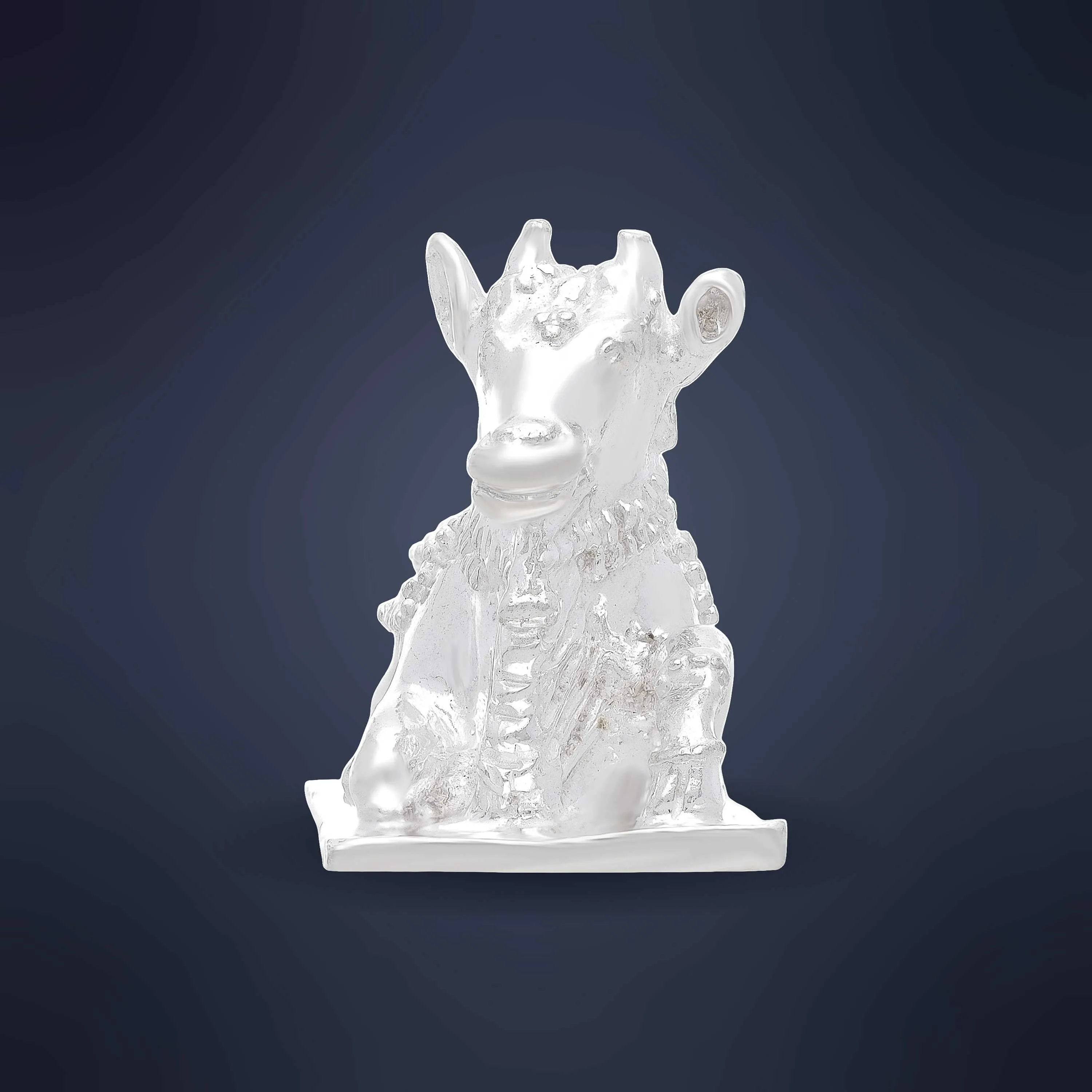 Specially Crafted And Detailed Silver Nandi Idol