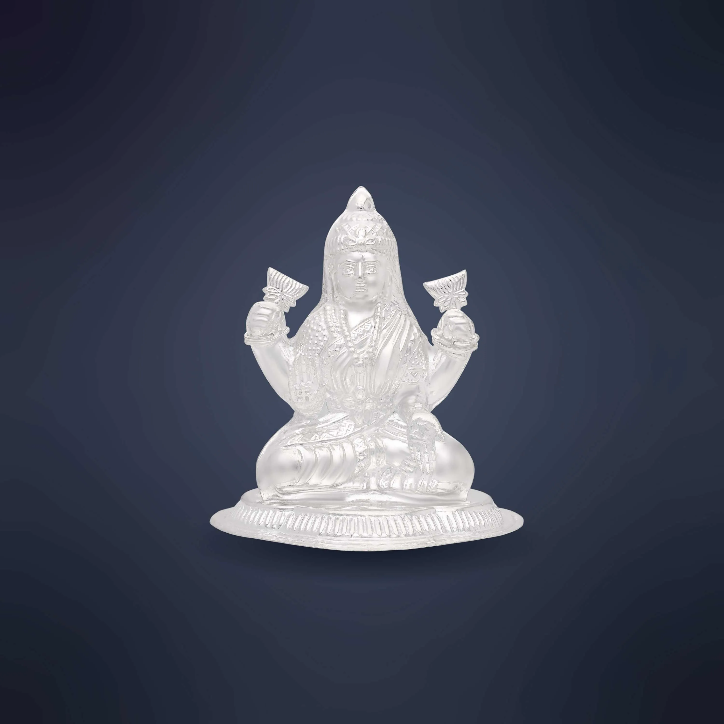 Finely Detailed And Crafted Silver Lakshmi Devi Idol