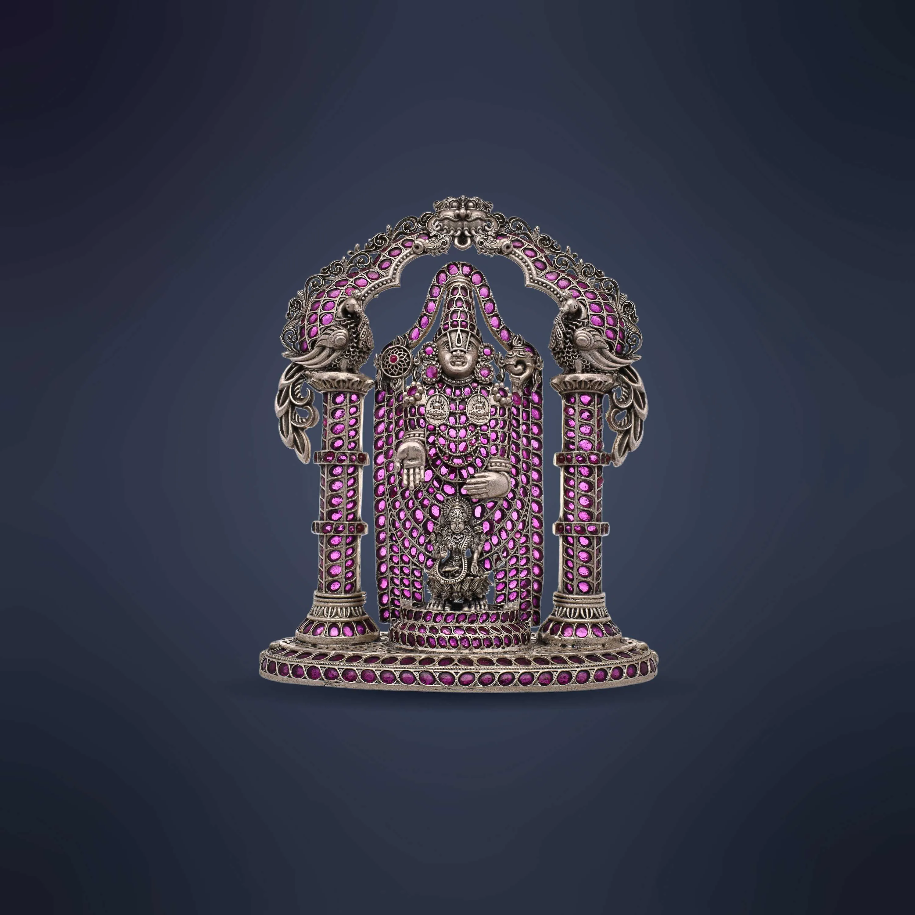 Divinely Detailed And Antique Finished Silver Balaji Idol