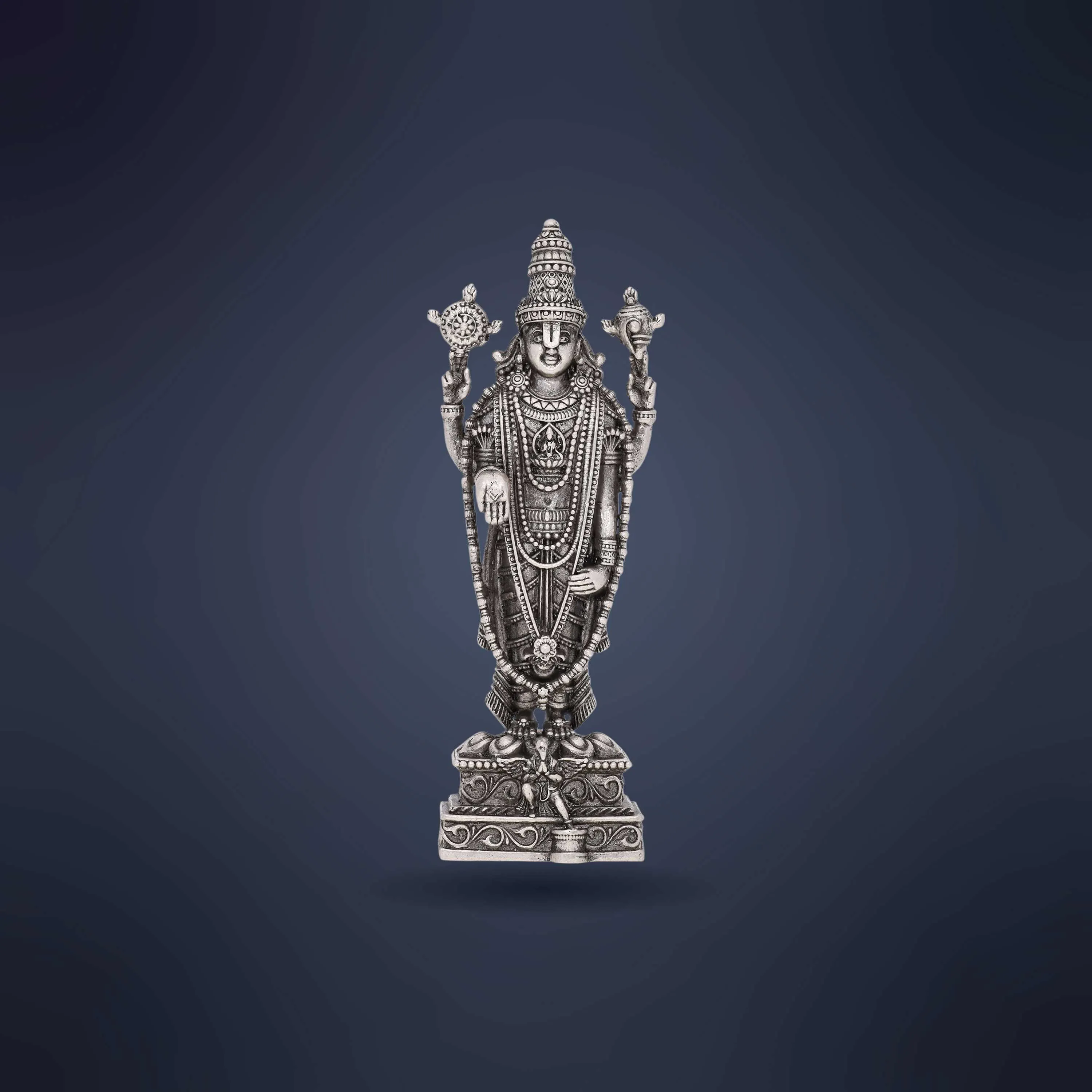 Divinely Detailed And Antique Finished Silver Balaji Idol