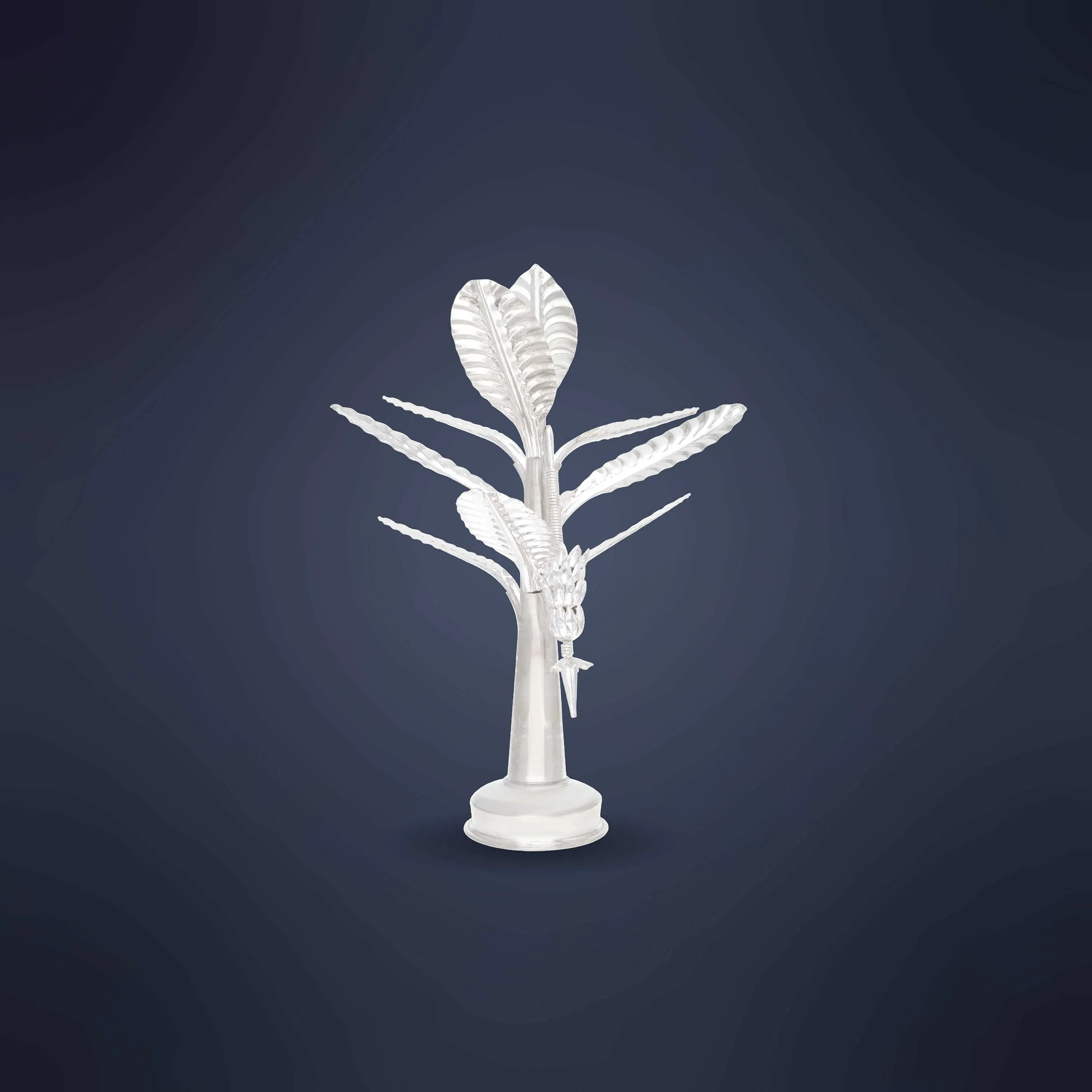 Finely Detailed And Crafted Silver Banana Tree