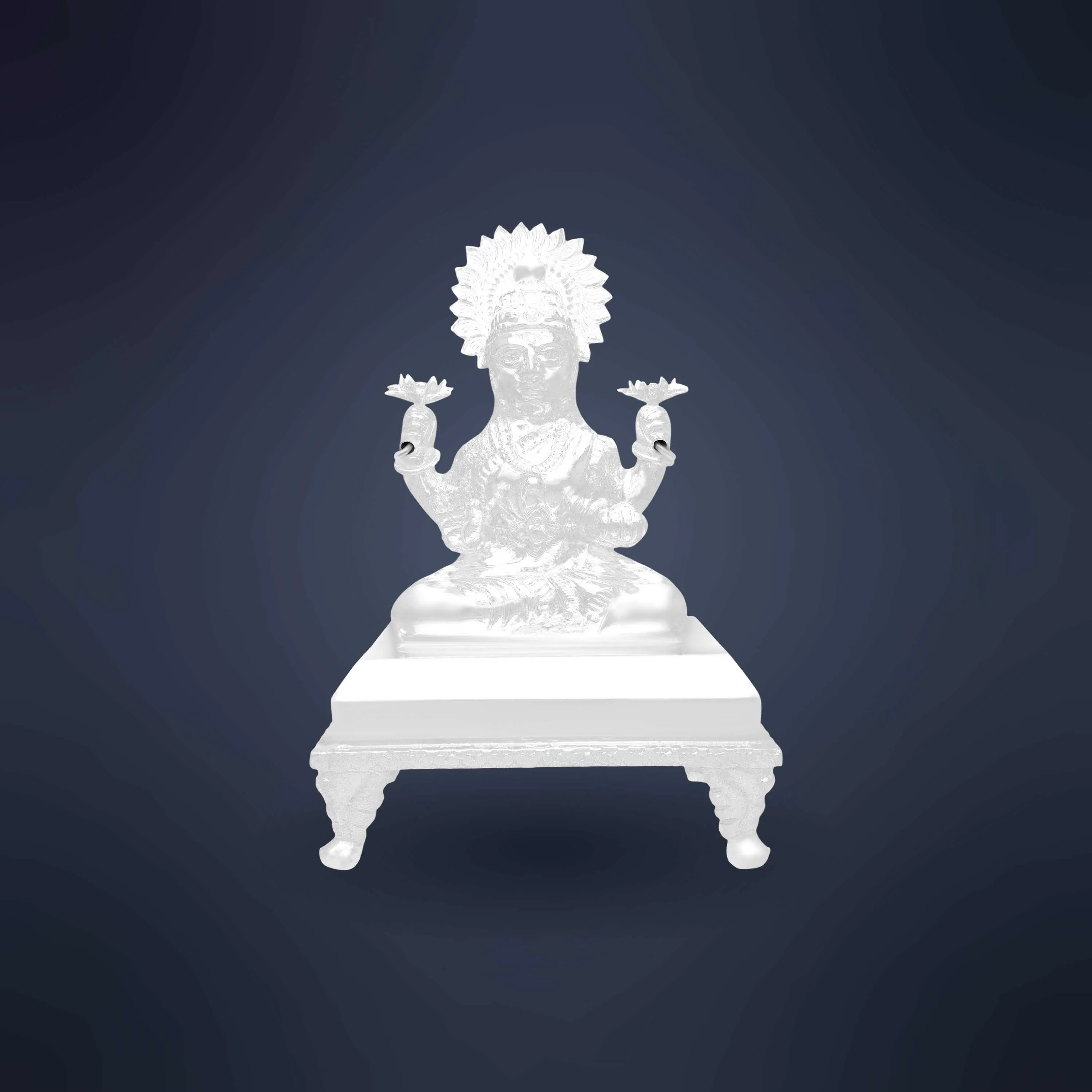 Finely Detailed And Crafted Silver Lakshmi Devi Idol