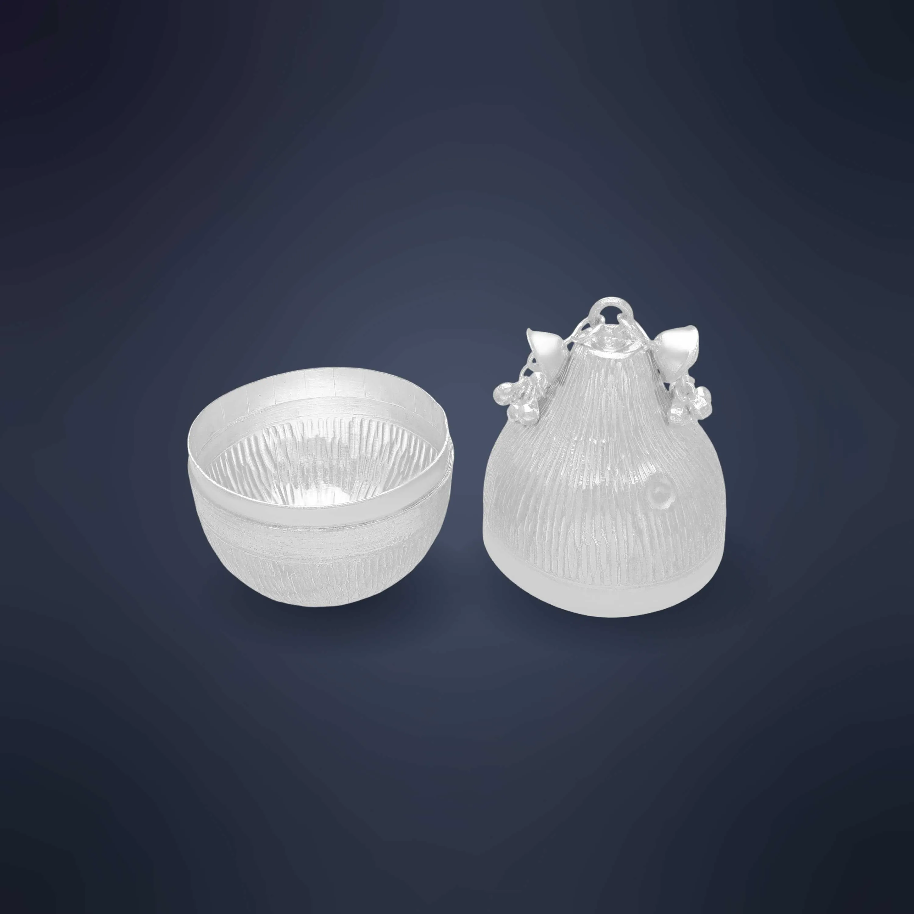 Finely Detailed And Crafted Silver Coconut