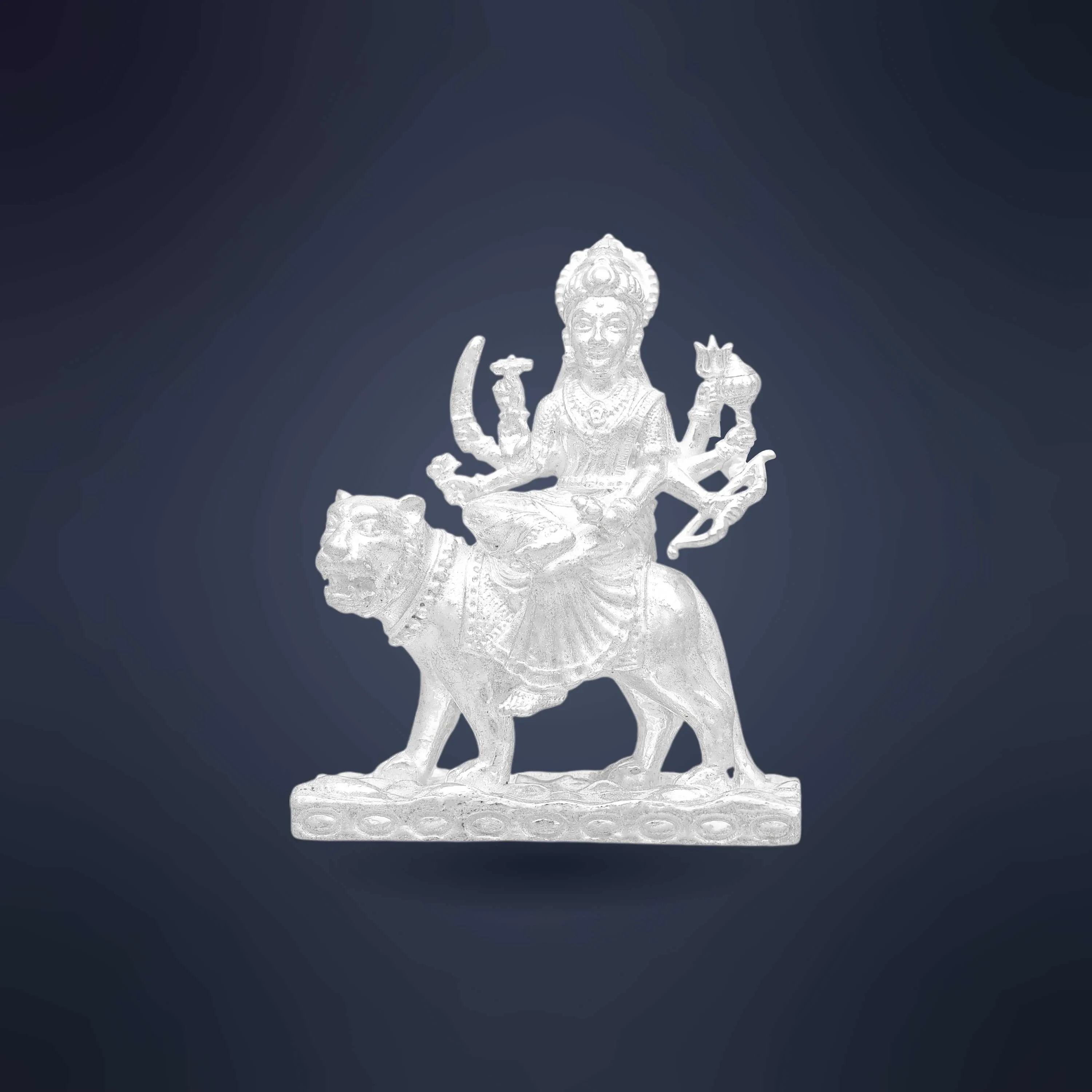 Specially Crafted And Detailed Silver Durga Devi Idol
