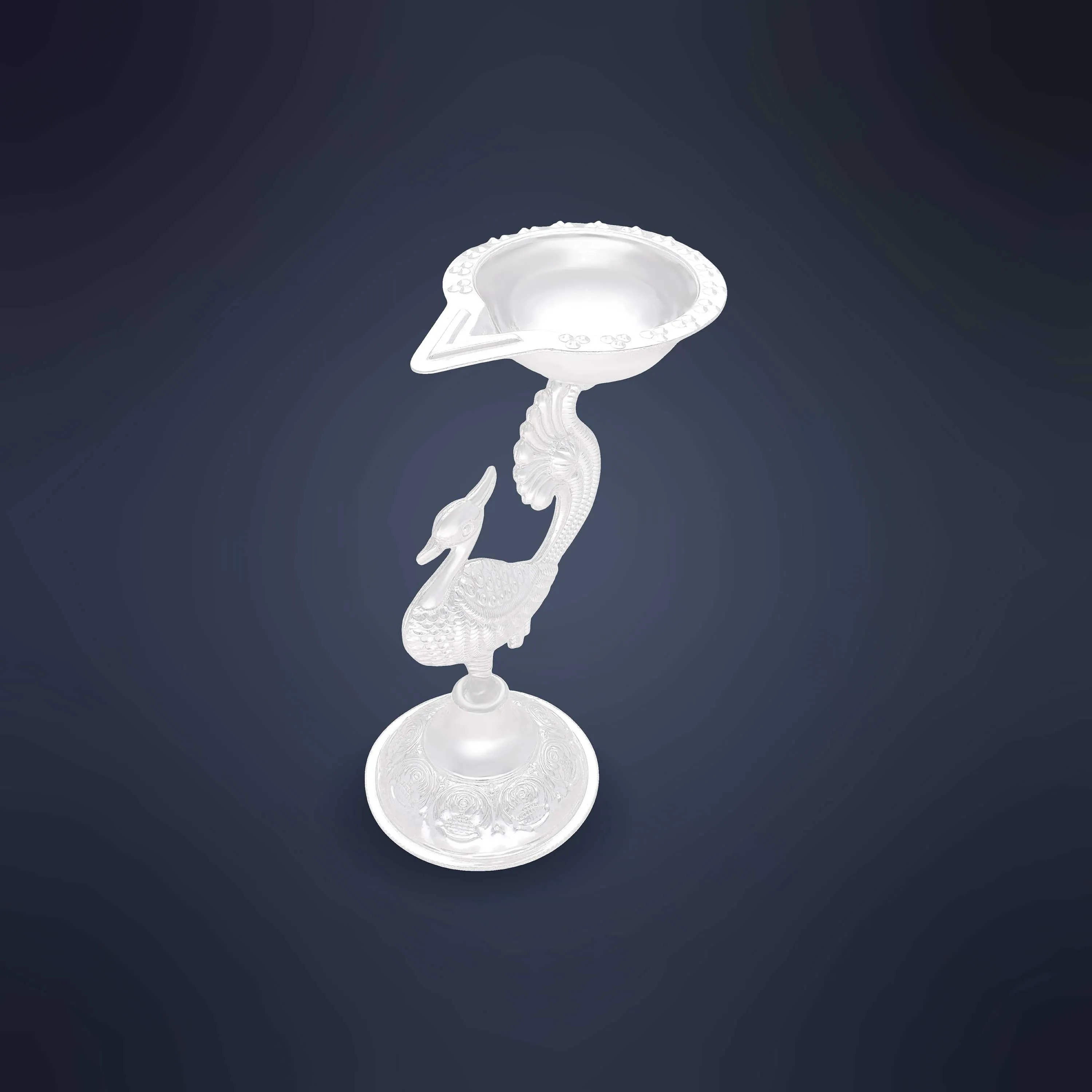 Traditionally Crafted And Detailed Silver Lamp