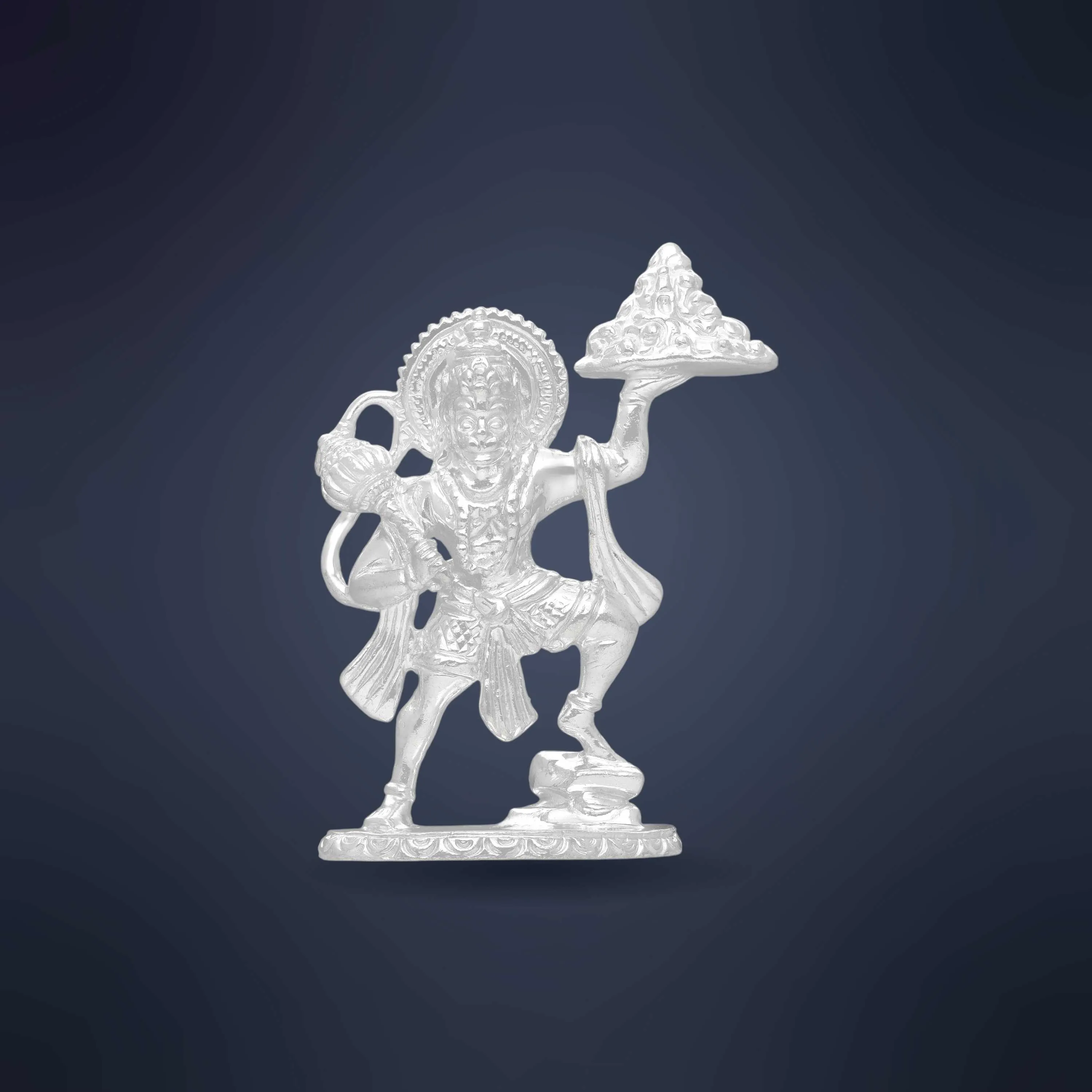 Specially Crafted And Detailed Silver Hanuman Idol