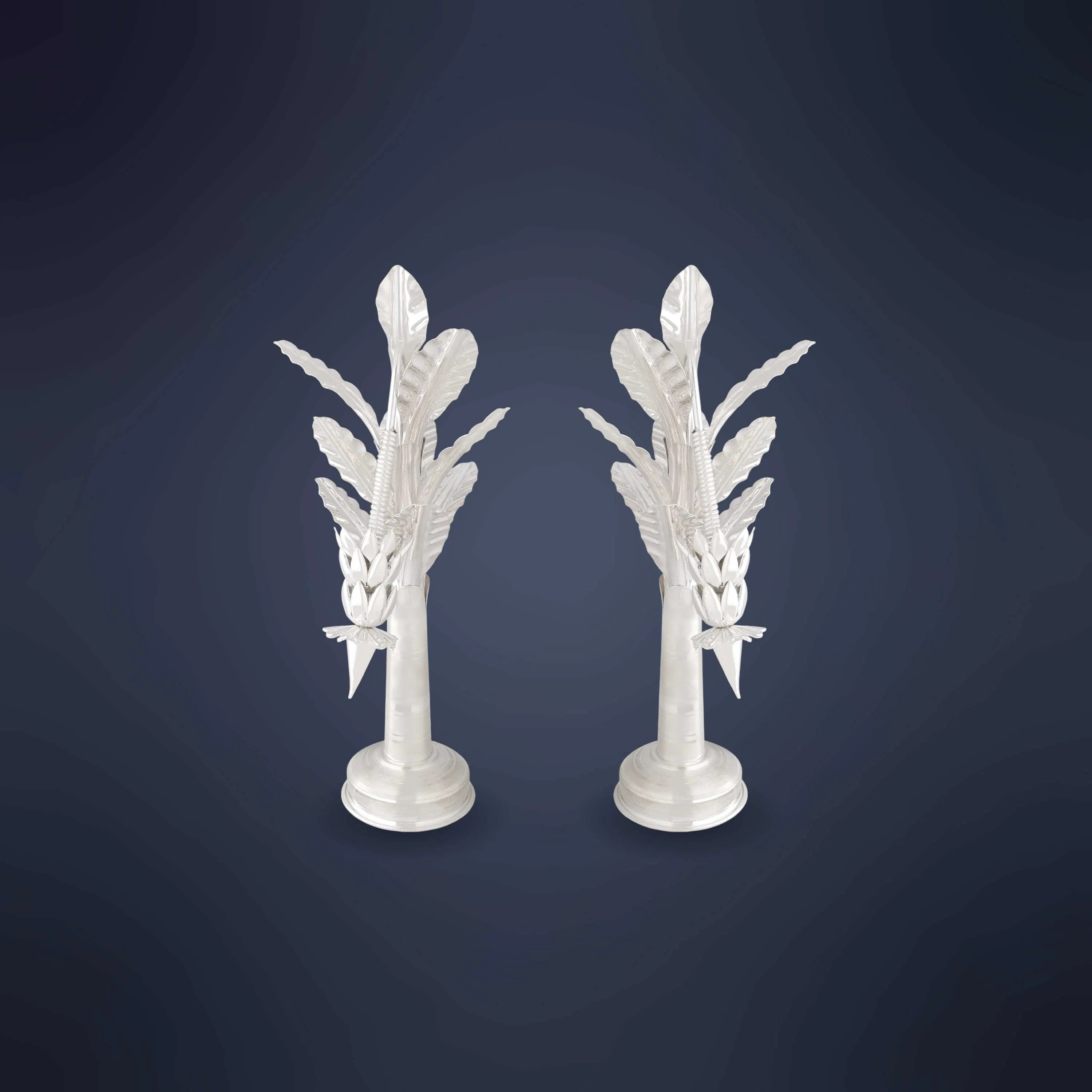 Matte Finished And Detailed Silver Banana Tree