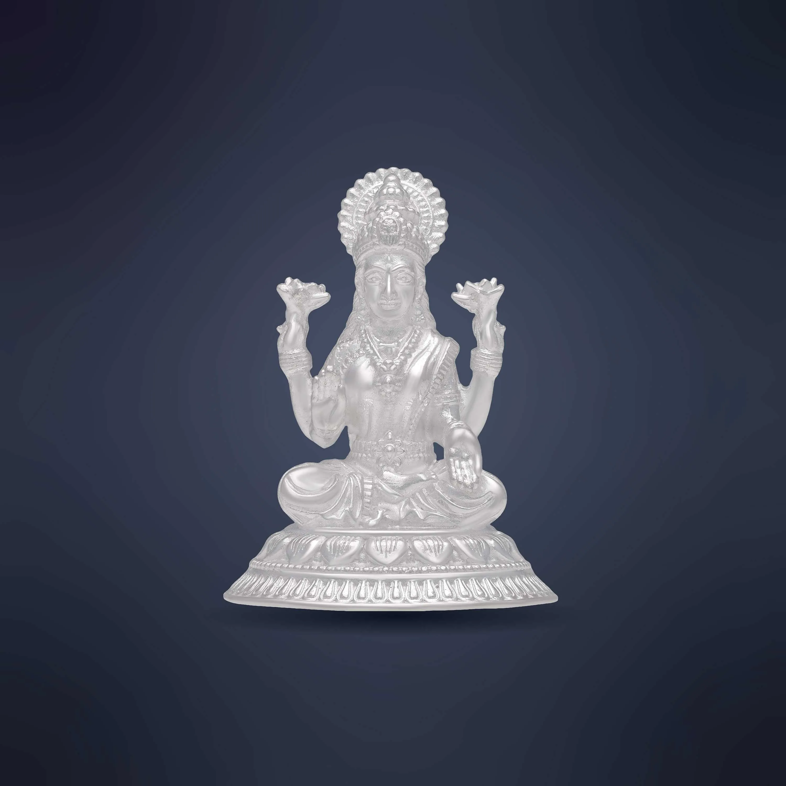 Specially Crafted And Detailed Silver Lakshmi Devi Idol