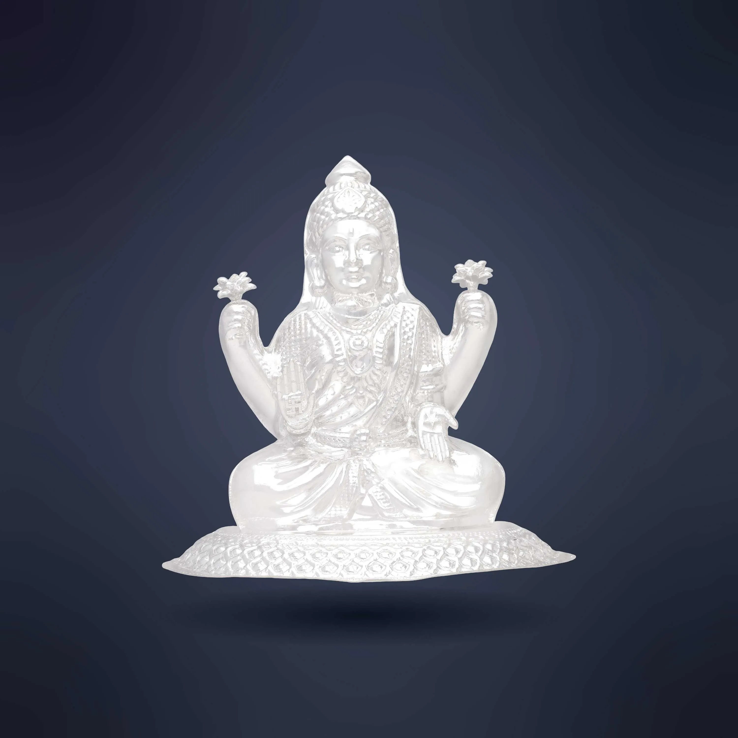Finely Detailed And Crafted Silver Lakshmi Devi Idol