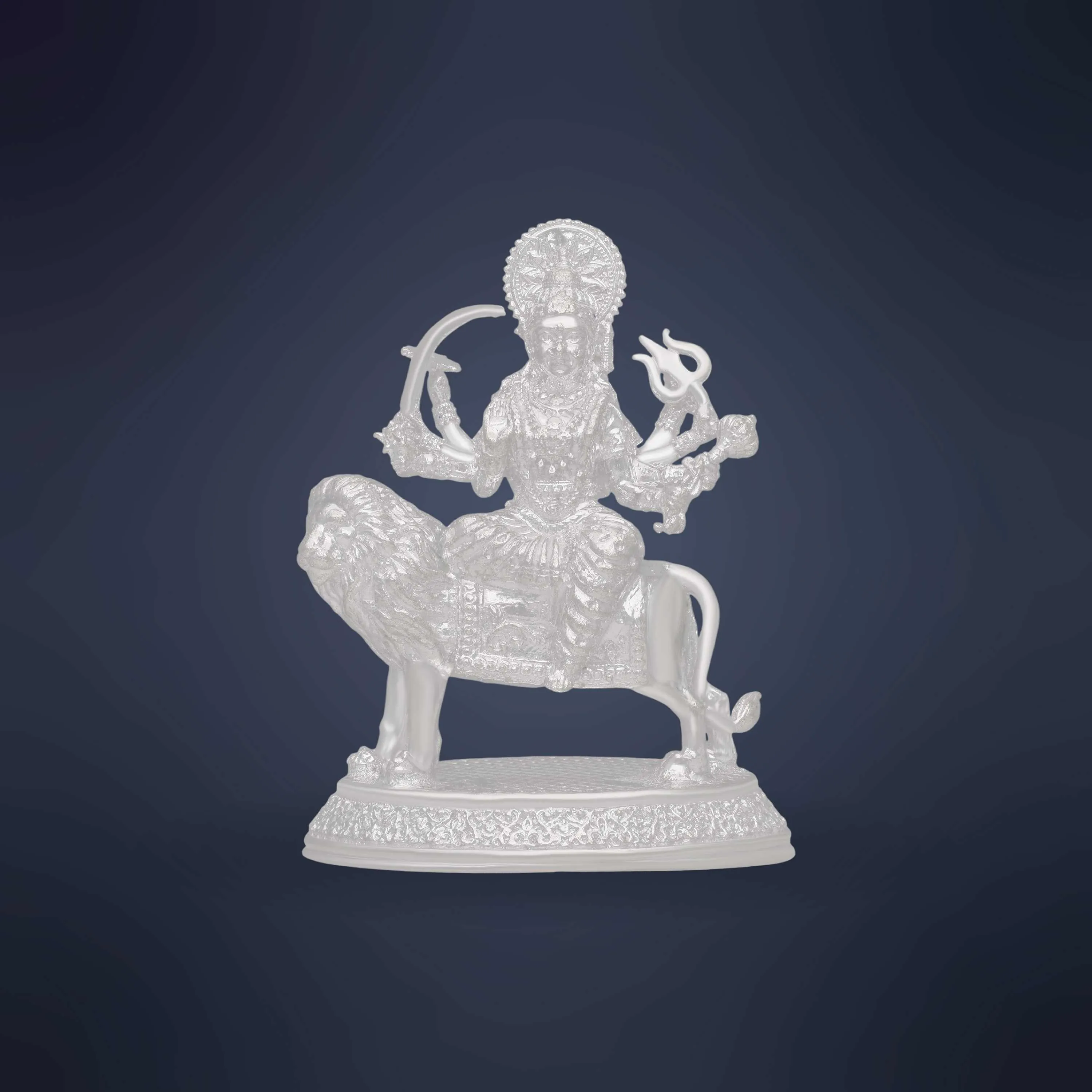 Specially Crafted And Detailed Silver Durga Devi Idol
