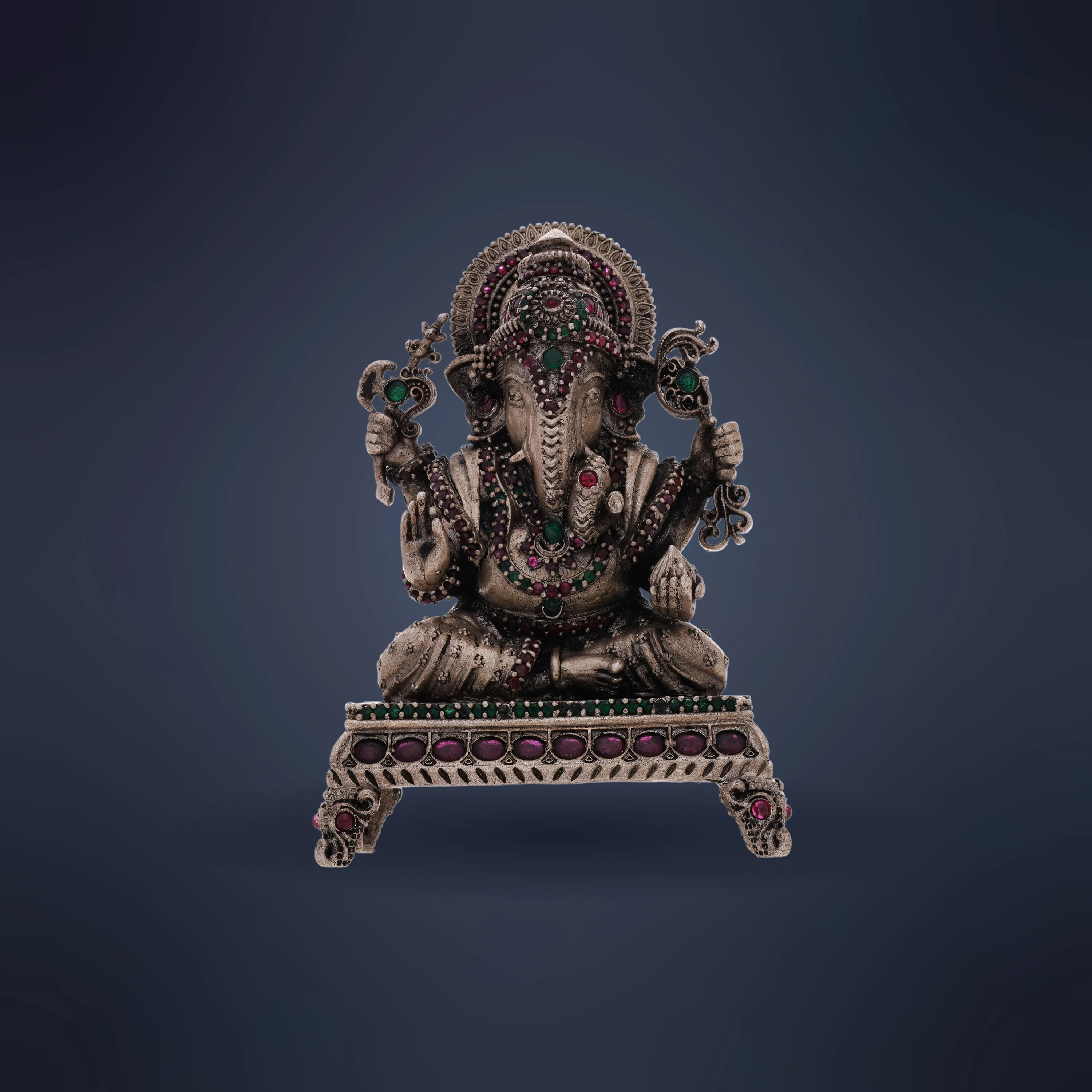 Traditionally Crafted Silver Ganesha Idol