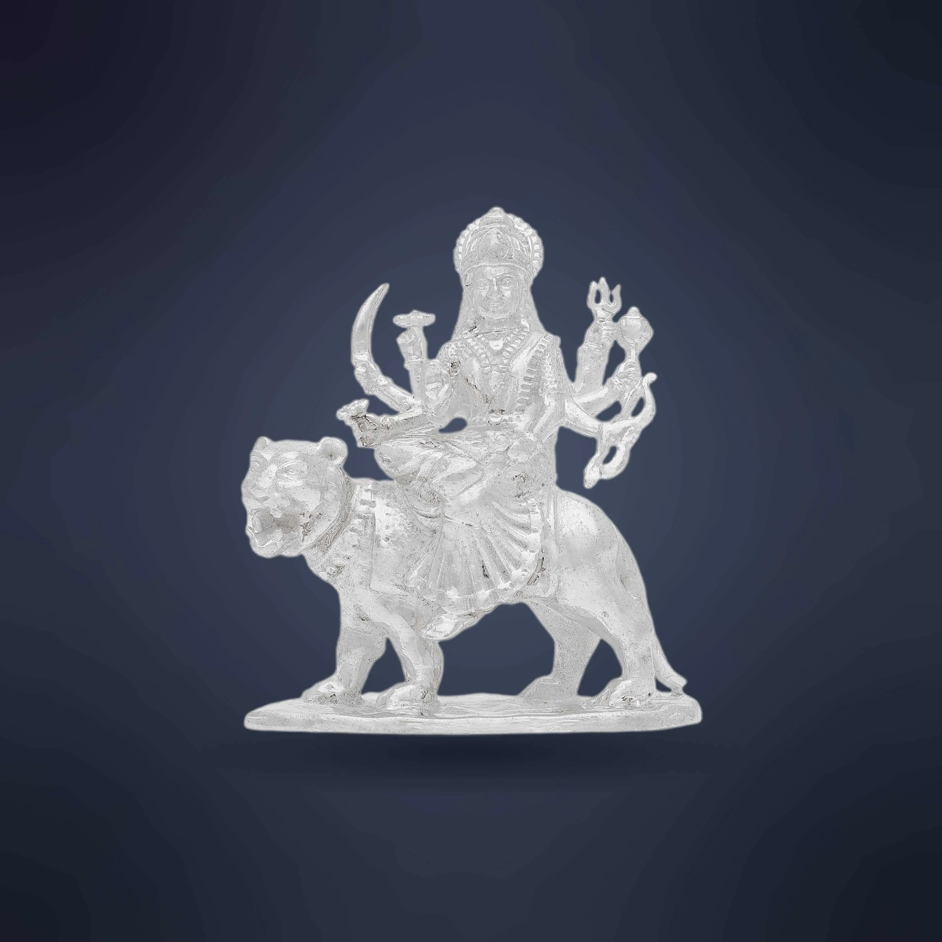 Detailed And Crafted Silver Durga Devi Idol
