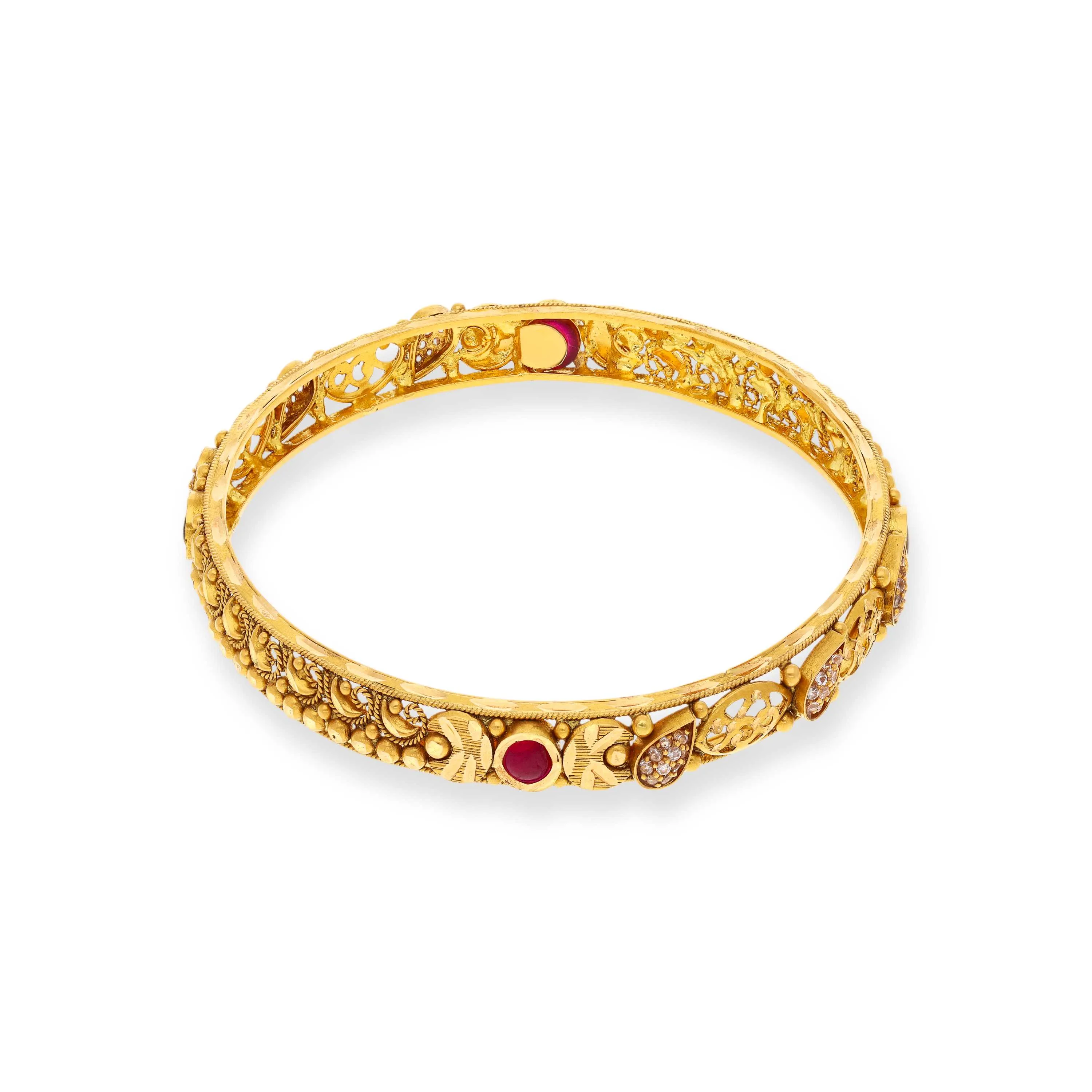 Premium Antique Finished And Studded 22KT Gold Bangles