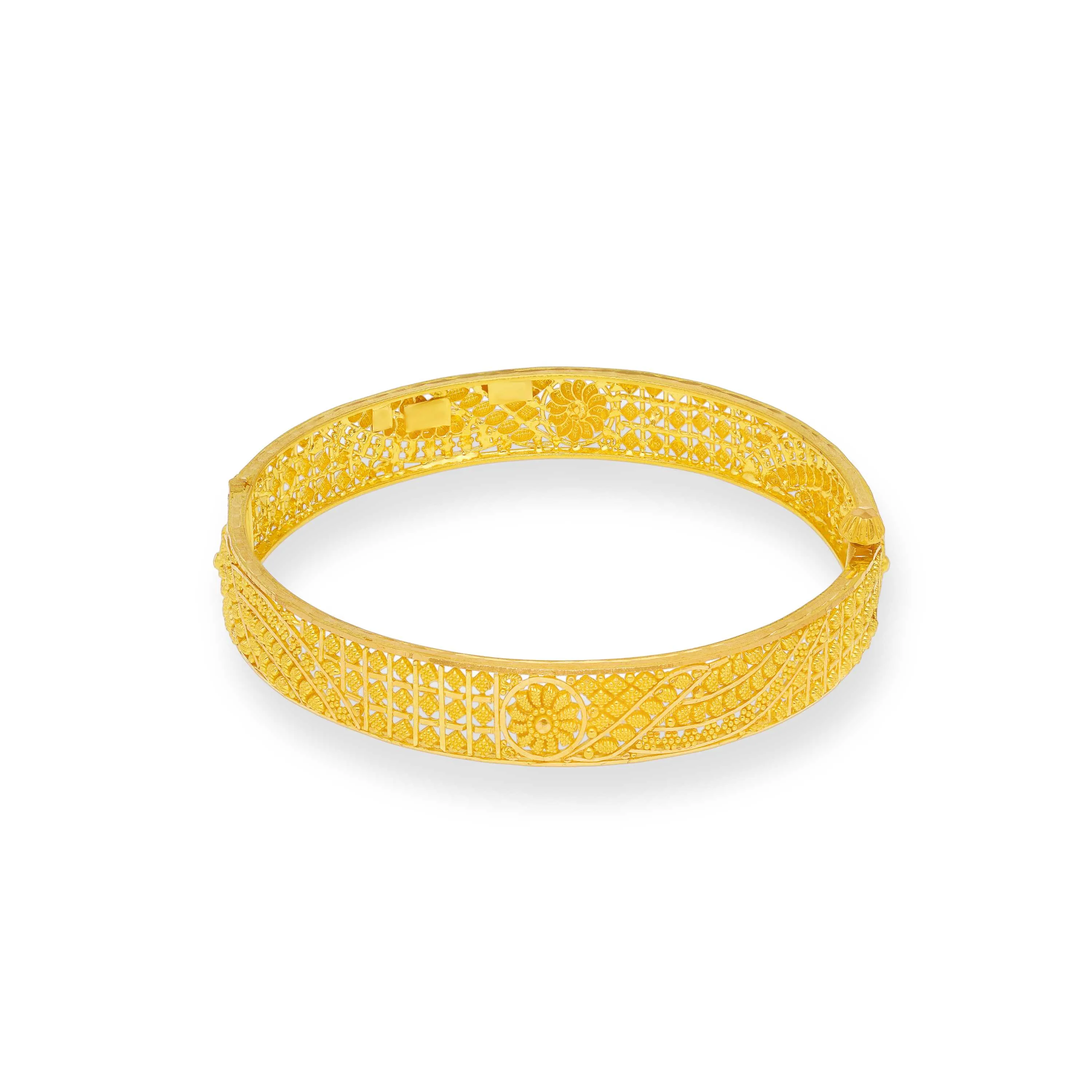 Classic Finely Detailed And Crafted 22KT Gold Bangles With Screw