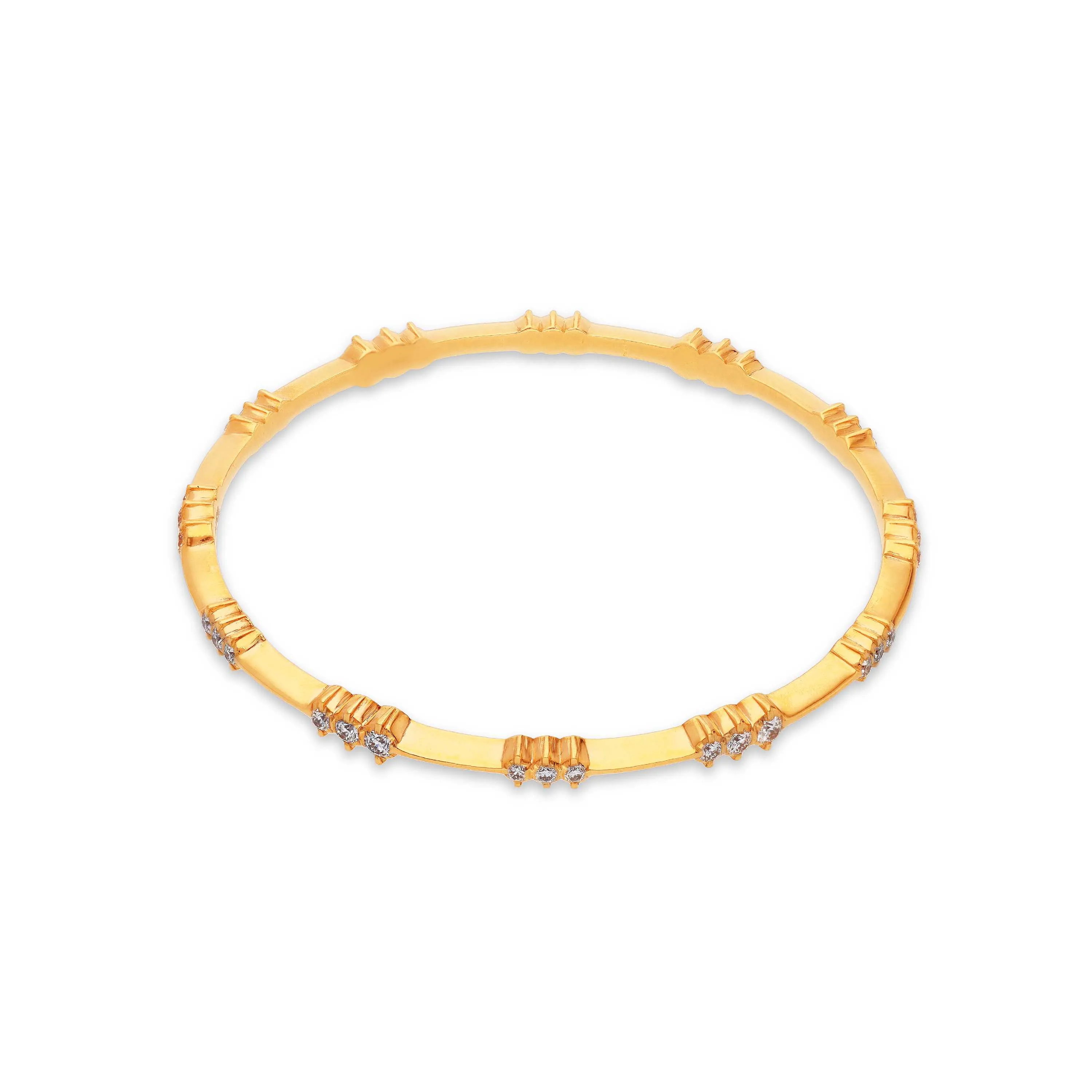 Charmingly Detailed And Diamond Studded 22KT Gold Close Setting Bangles