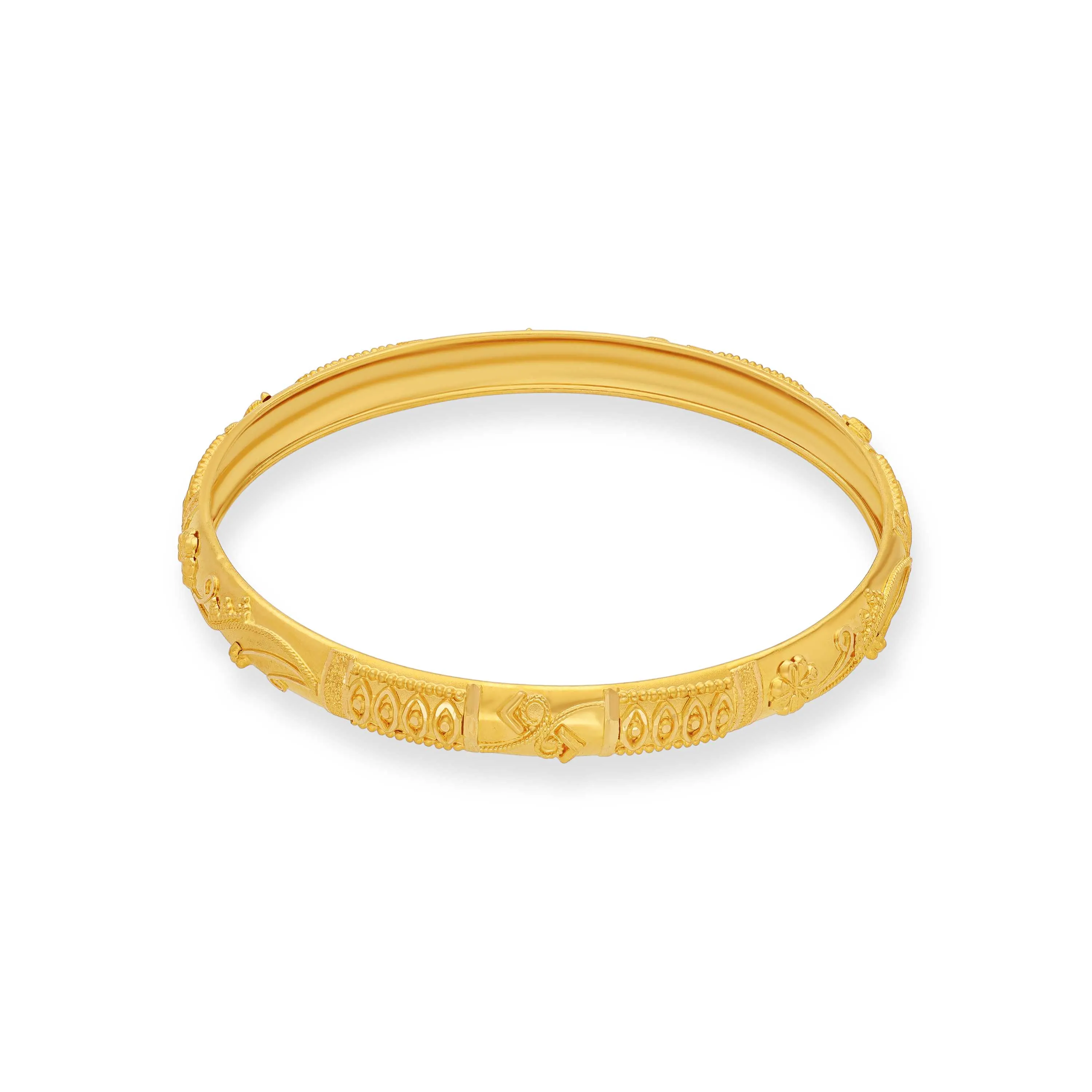 Classic Matte Finished And Detailed 22KT Gold Bangles