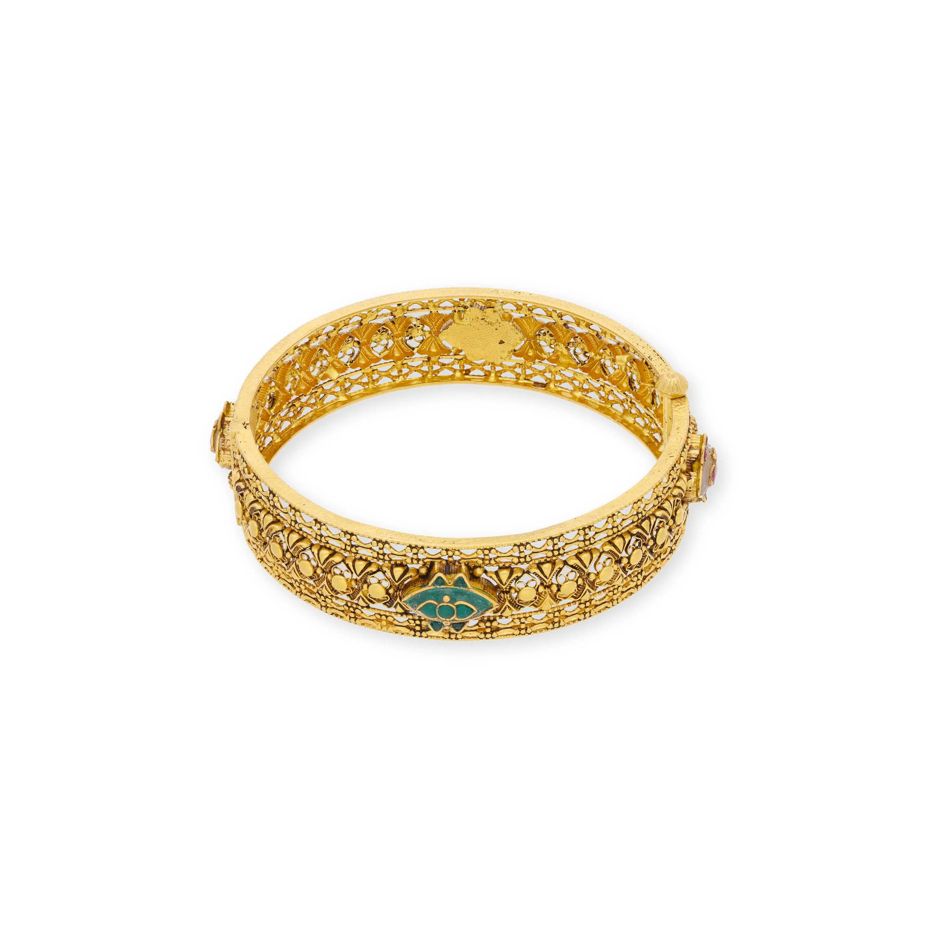 Antique Finished And Studded 22KT Gold Bangles