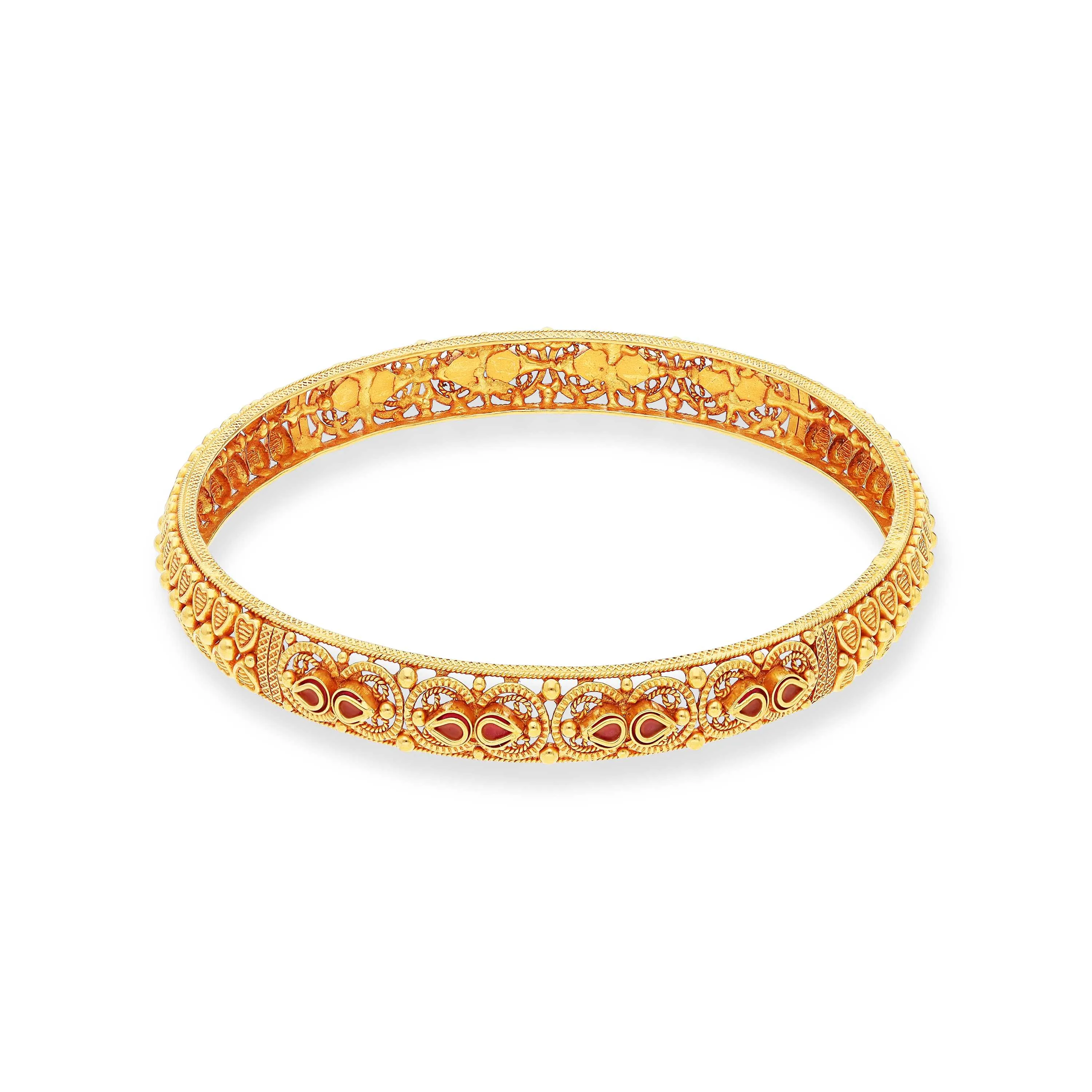 Premium Antique Finished And Studded 22KT Gold Bangles