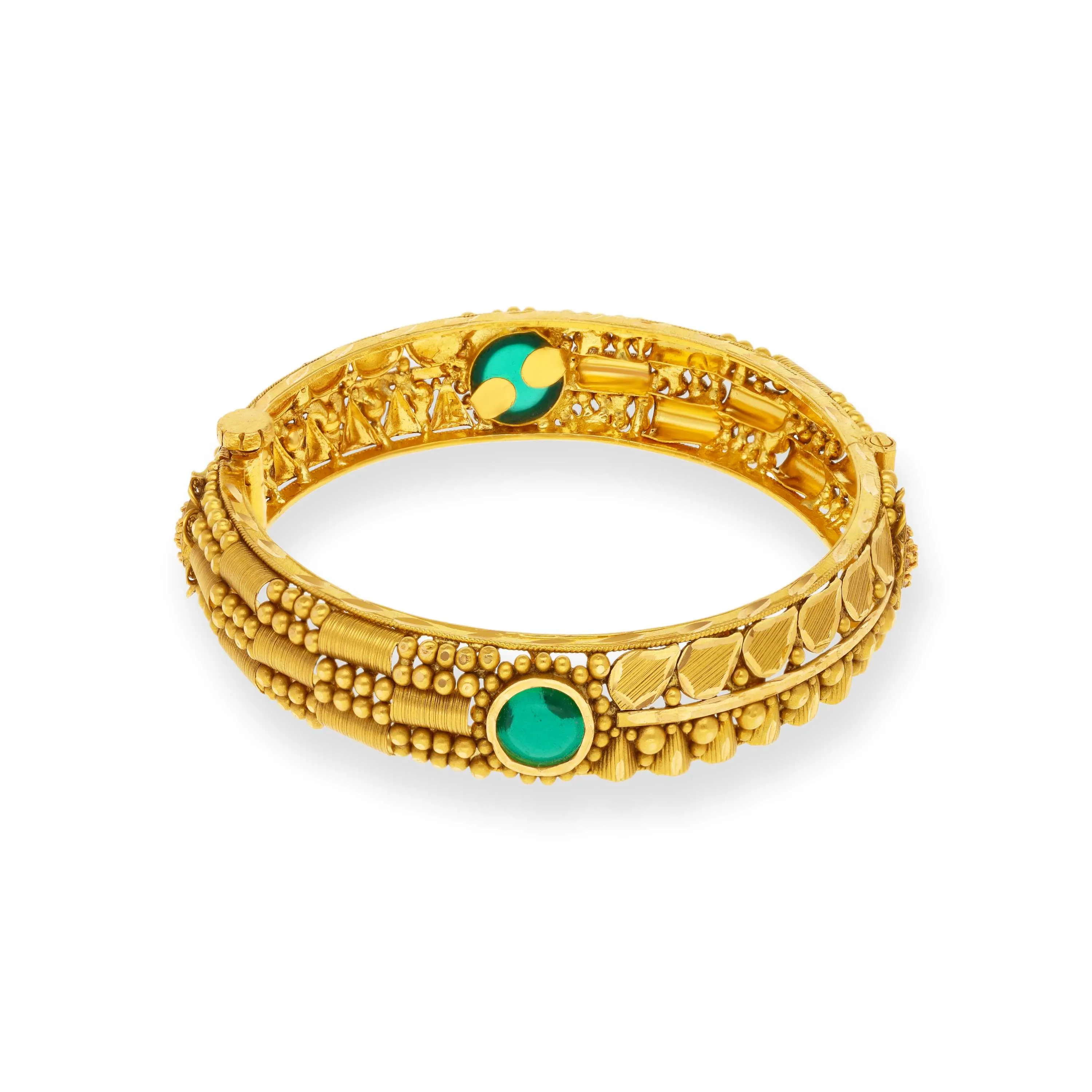 Premium Antique Finished And Studded 22KT Gold Bangles