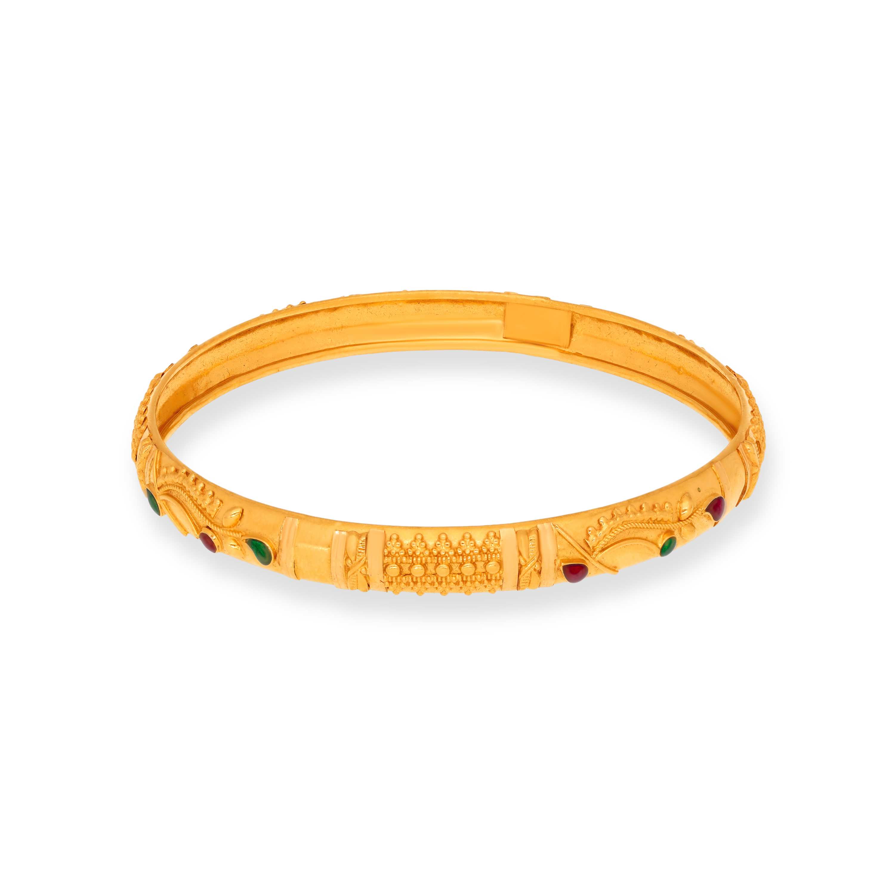 Classic Enamel Worked 22KT Gold Party Wear Bangle