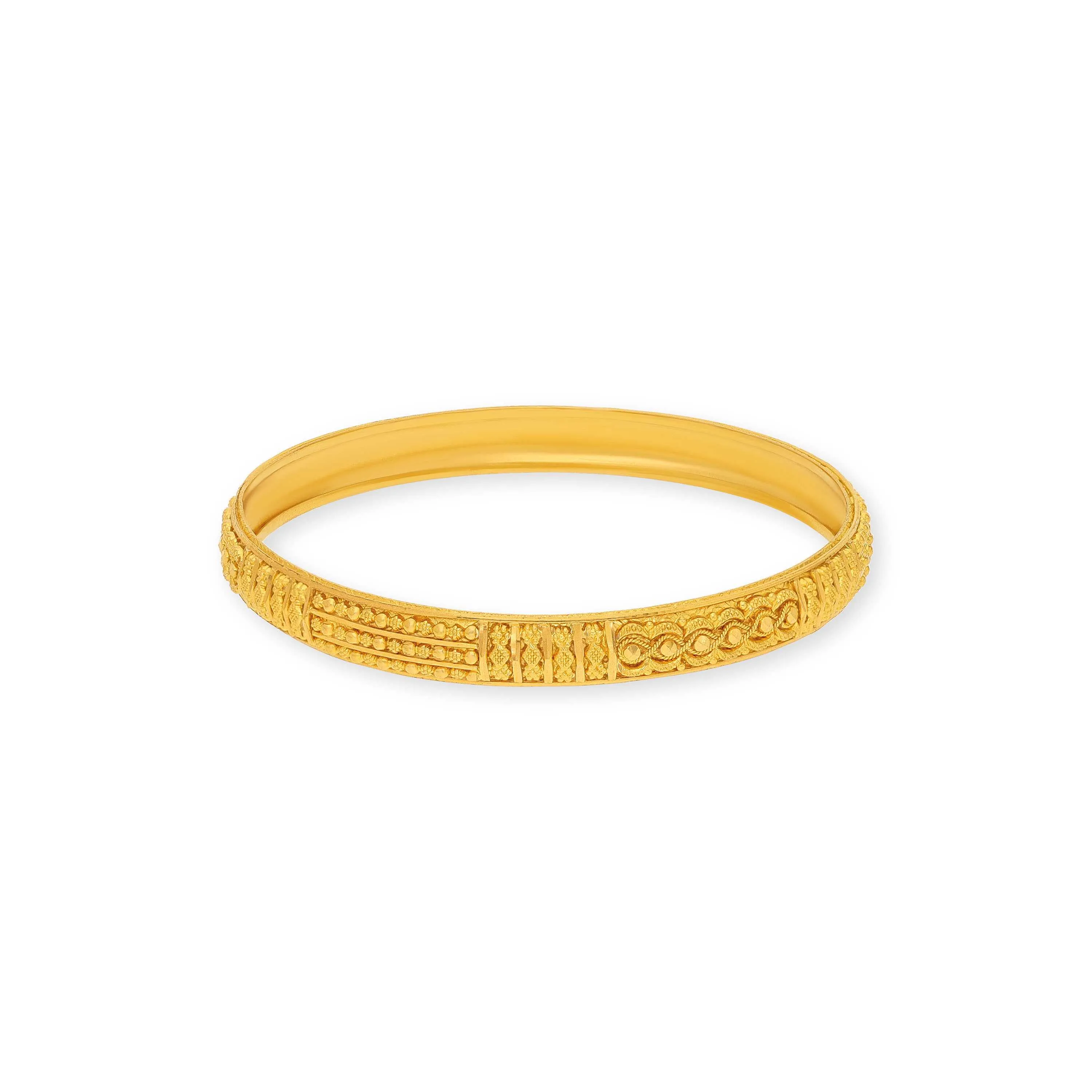Classic Matte Finished And Detailed 22KT Gold Bangles