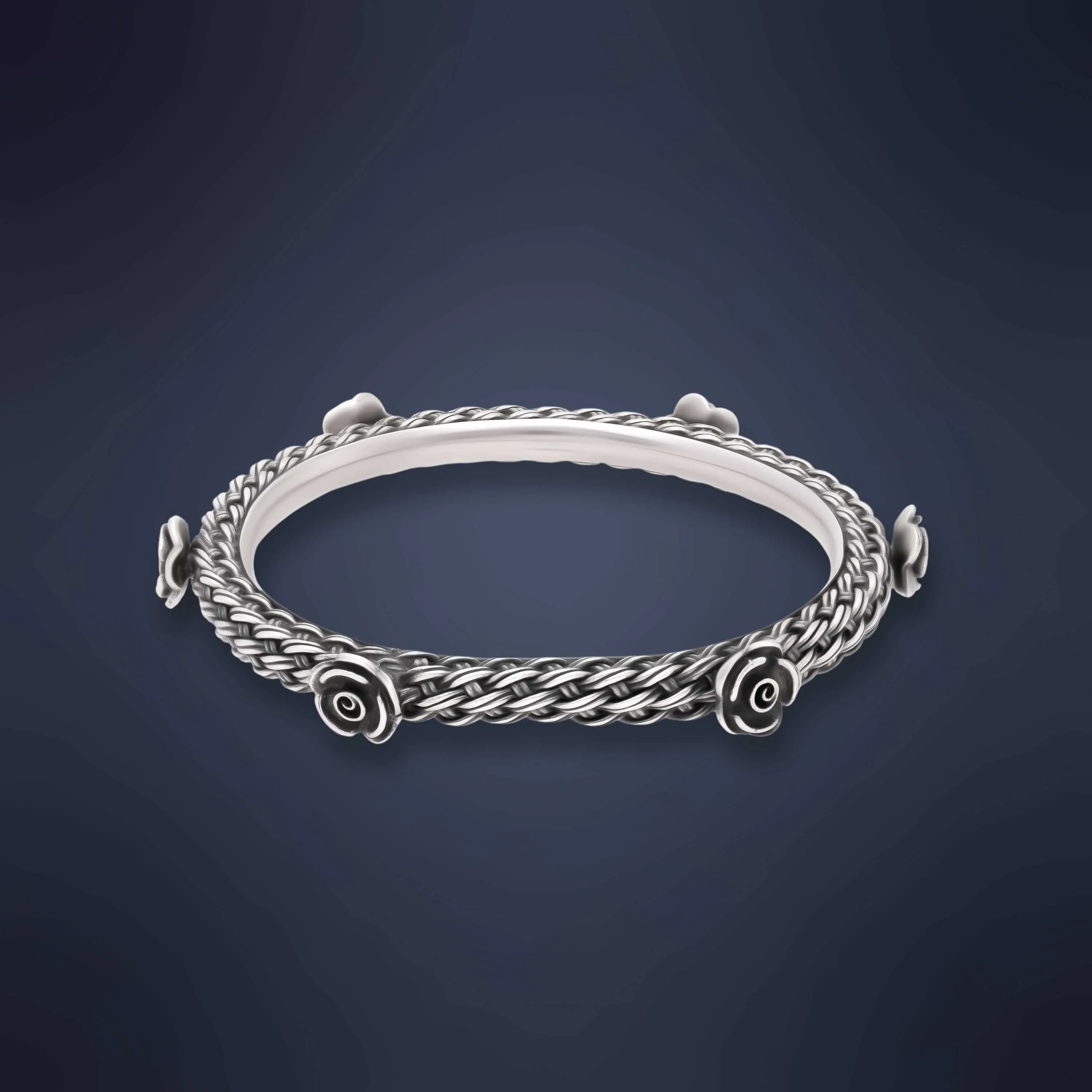 Classic Antique Finished And Detailed Silver Bangles