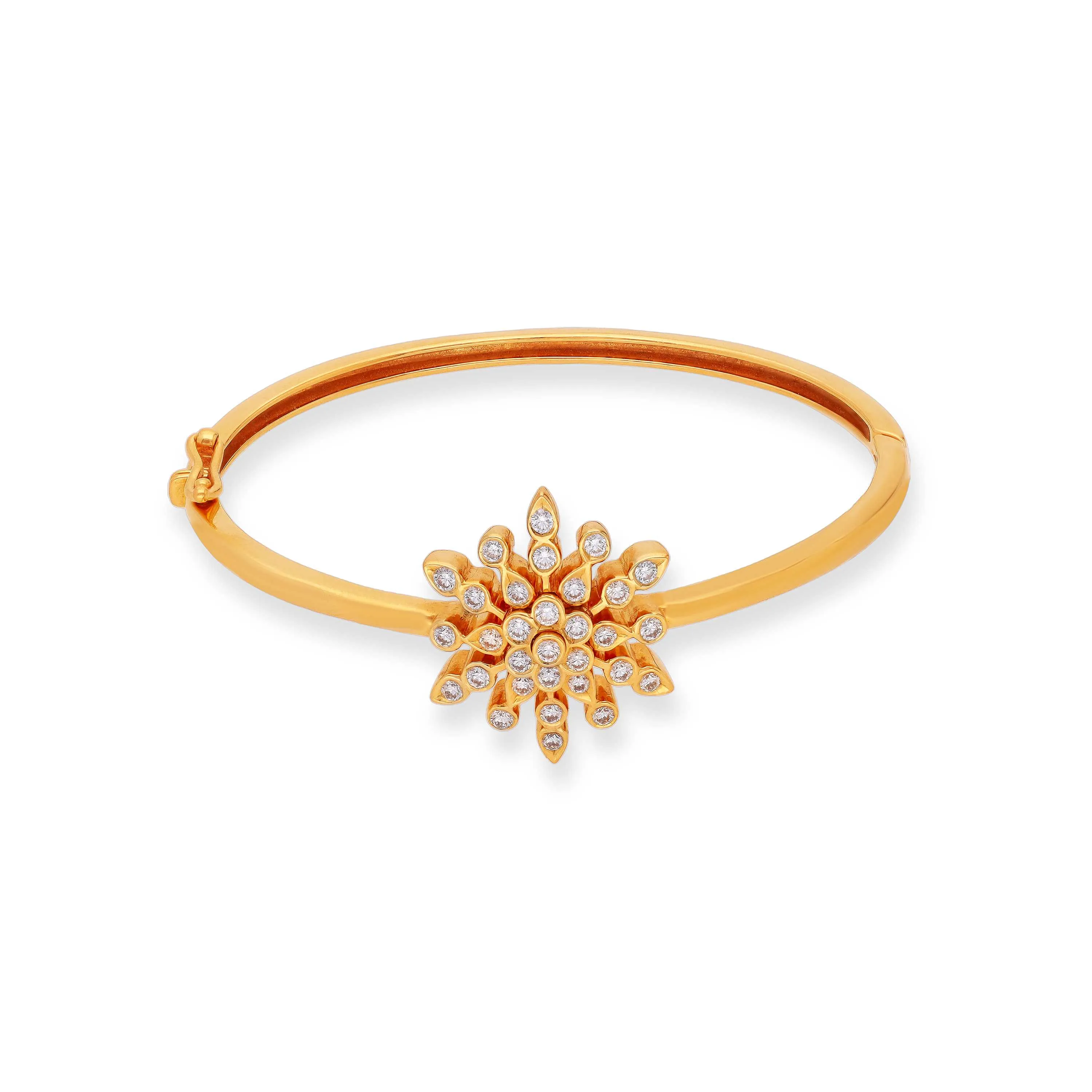 Traditionally Crafted And Diamond Studded 22KT Gold Close Setting Bangles