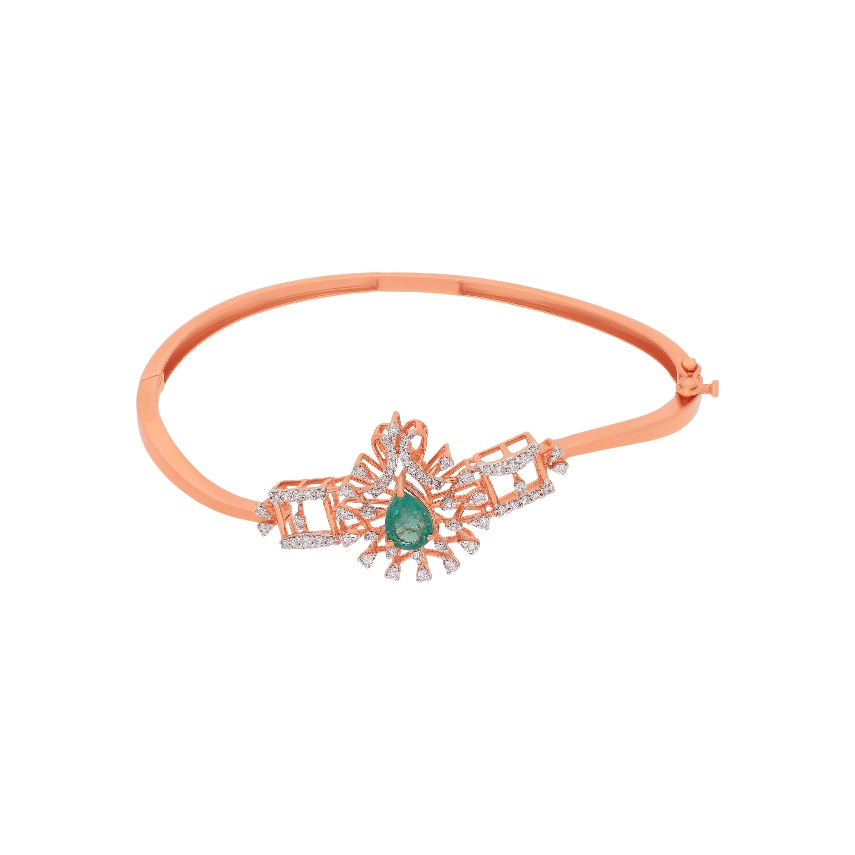 Glamorously Detailed And Diamond Studded 18KT Rose Gold Kada