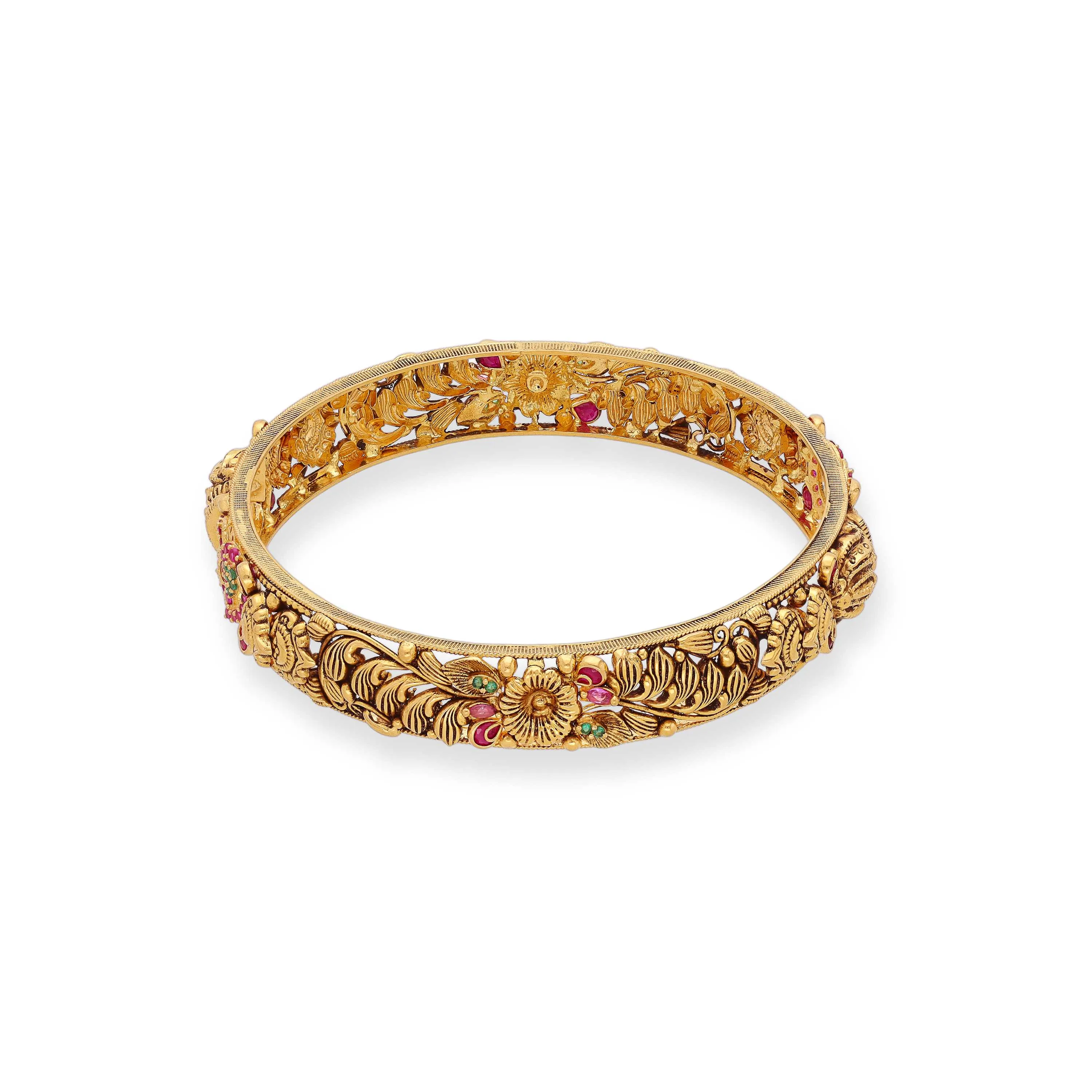 Antique Finished And Studded 22KT Gold Bangles