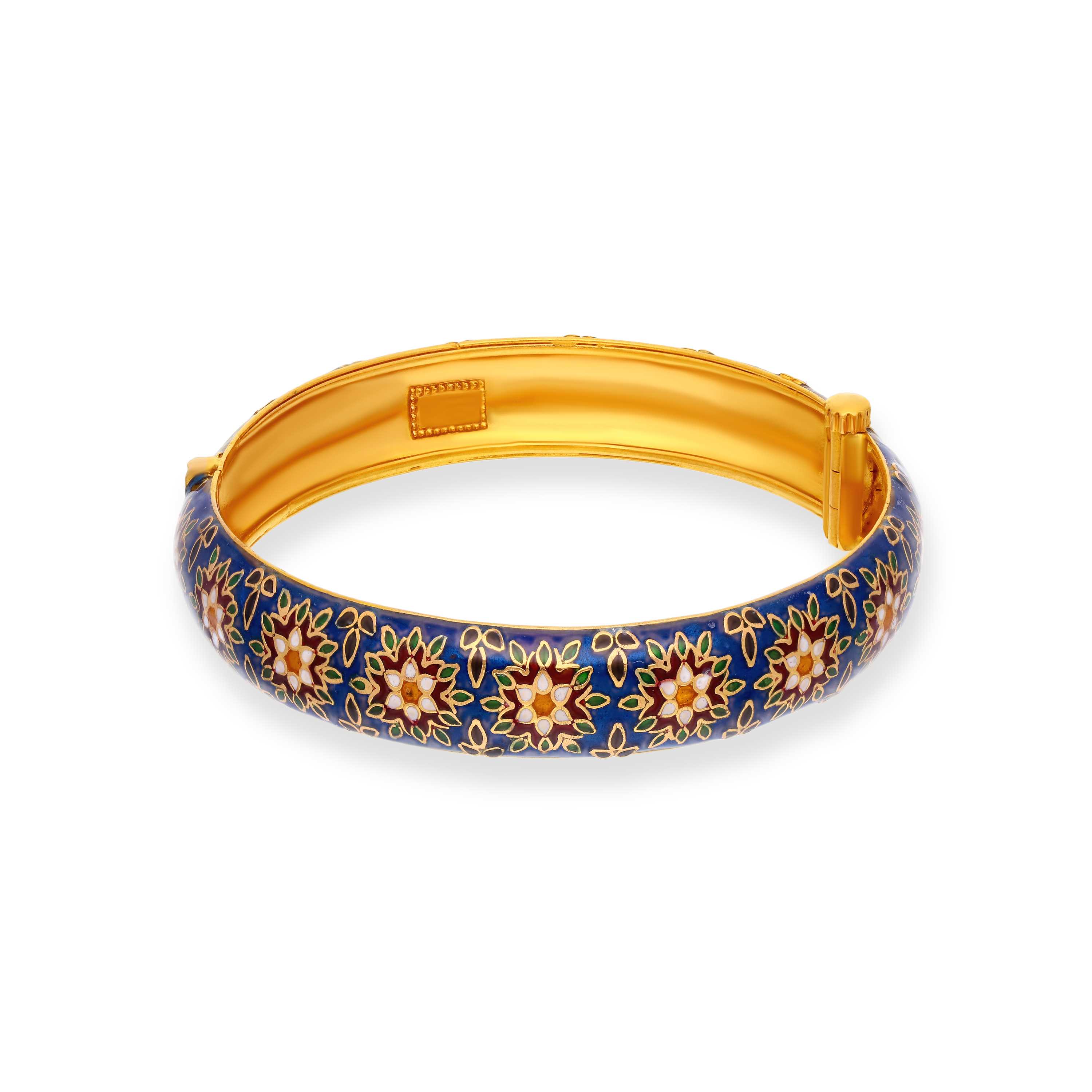Charming Enamel Worked 22KT Gold Party Wear Bangle