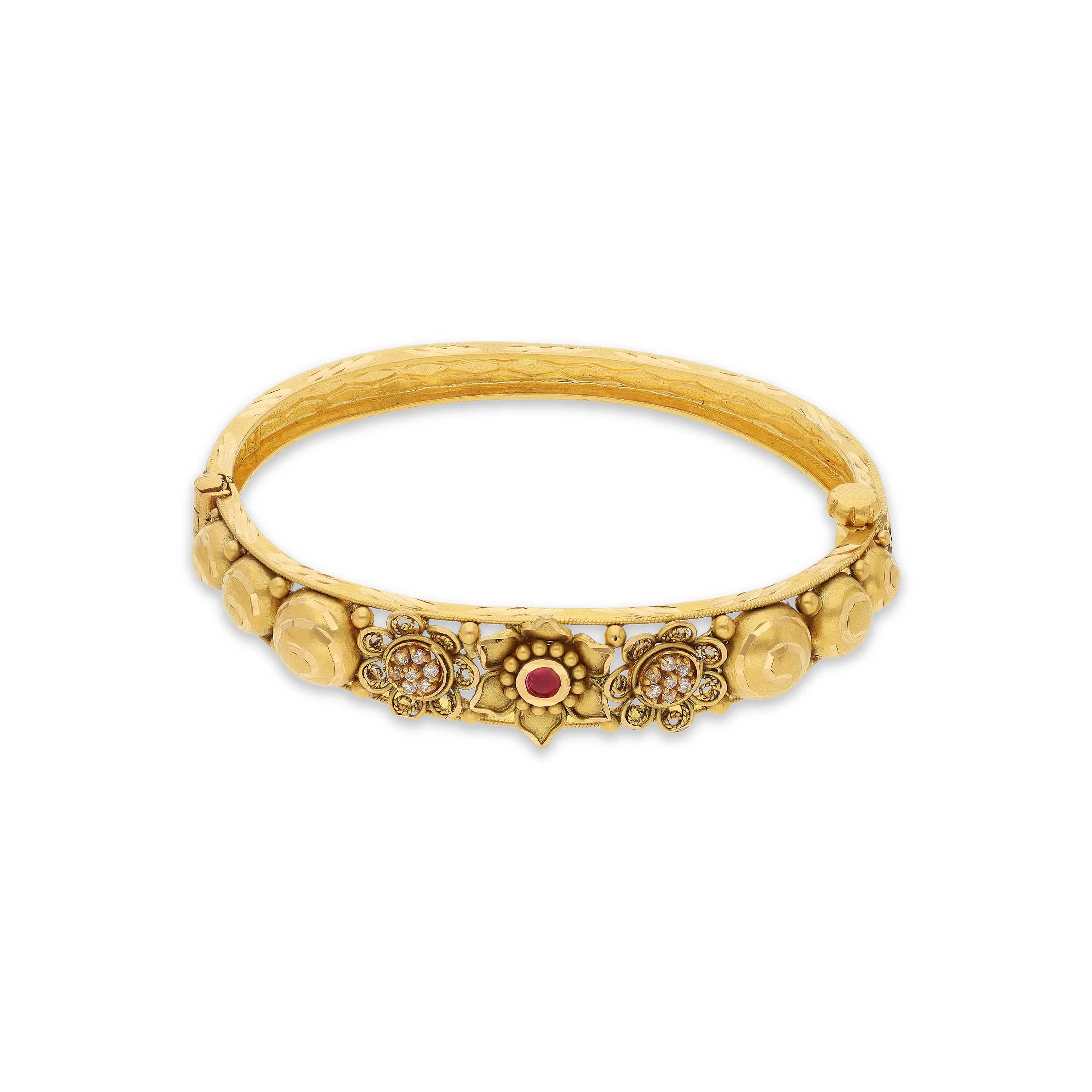 Antique Finished And Studded 22KT Gold Bangles