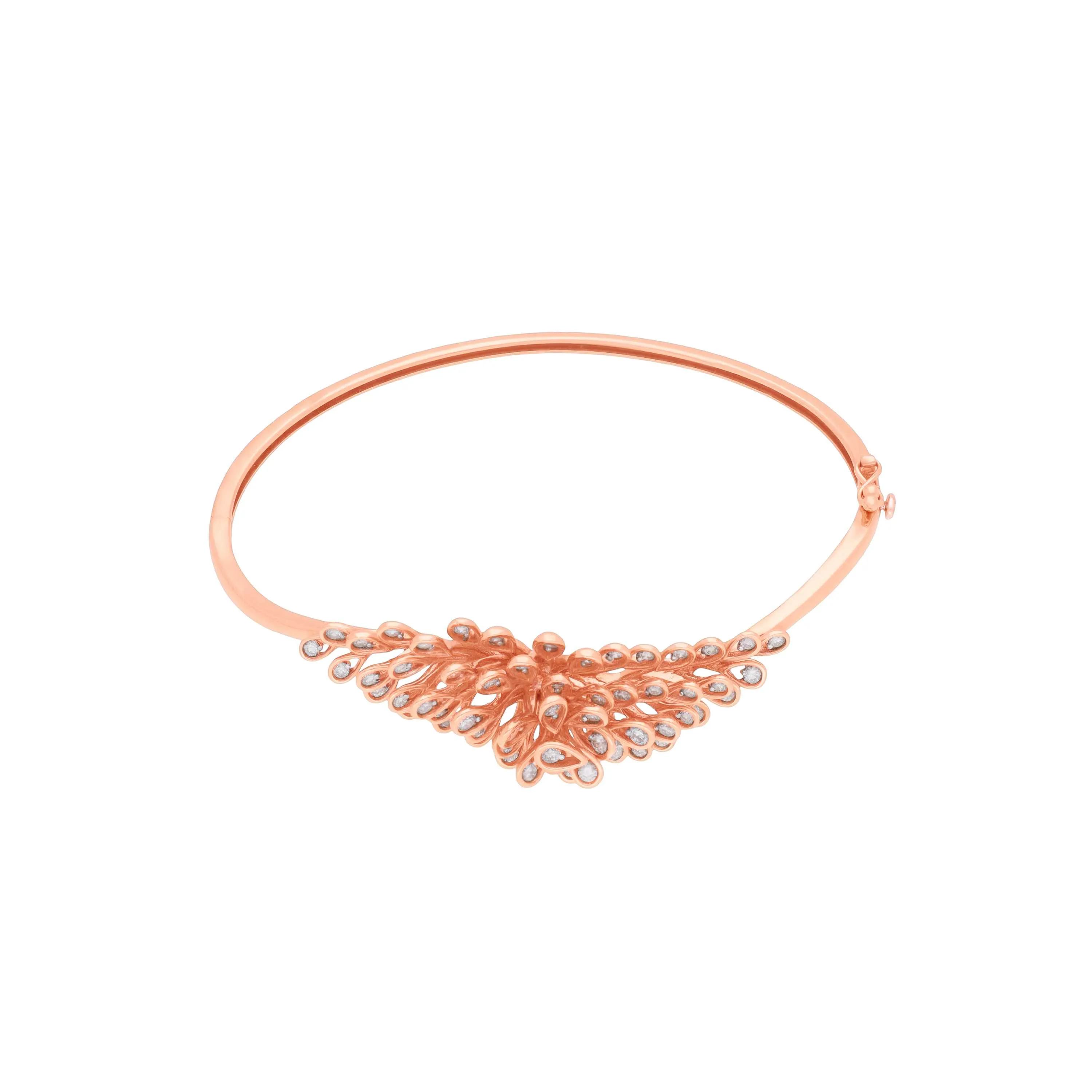 Gorgeously Detailed And Diamond Studded 18KT Rose Gold Kada