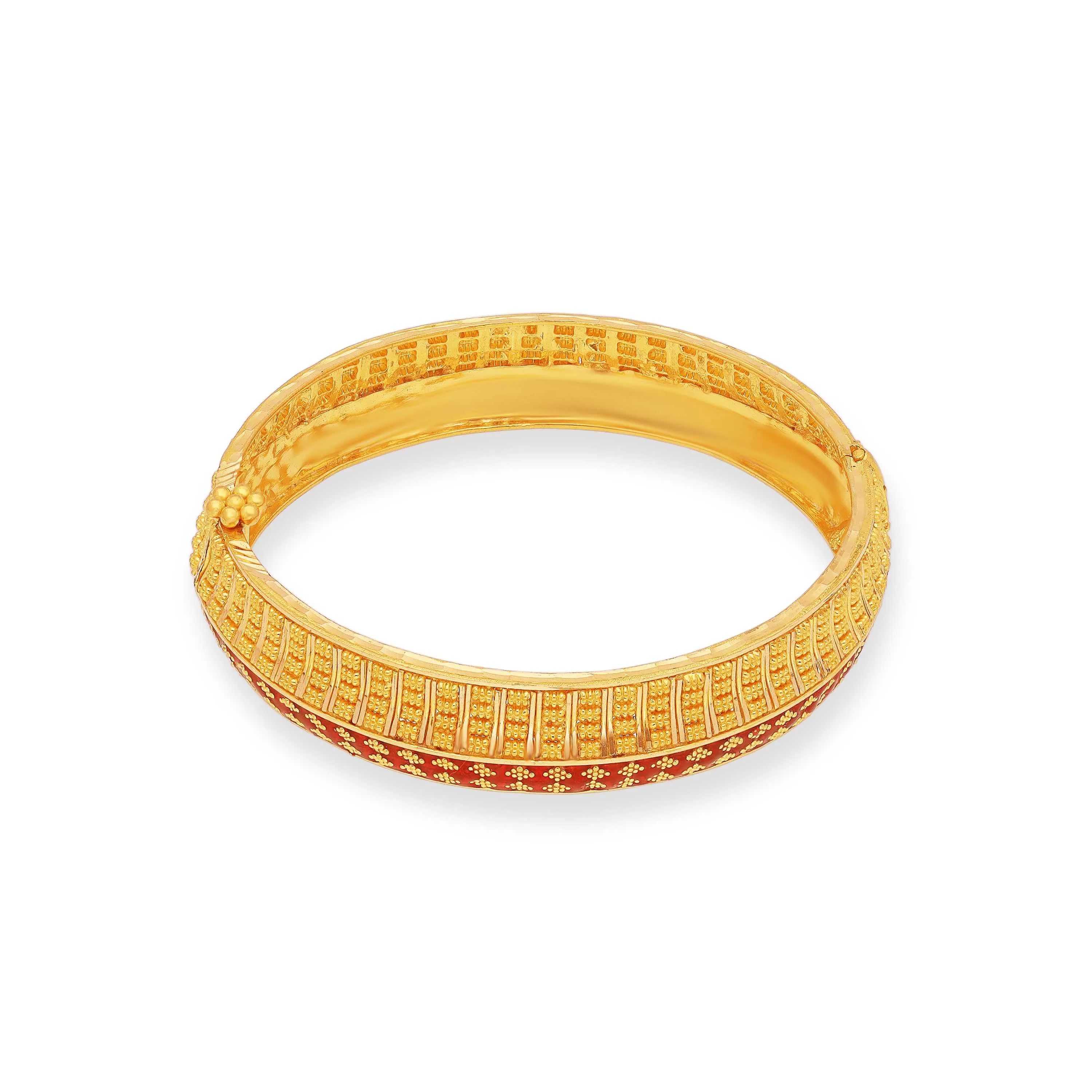 Detailed And Crafted 22KT Gold Bangles With Screw